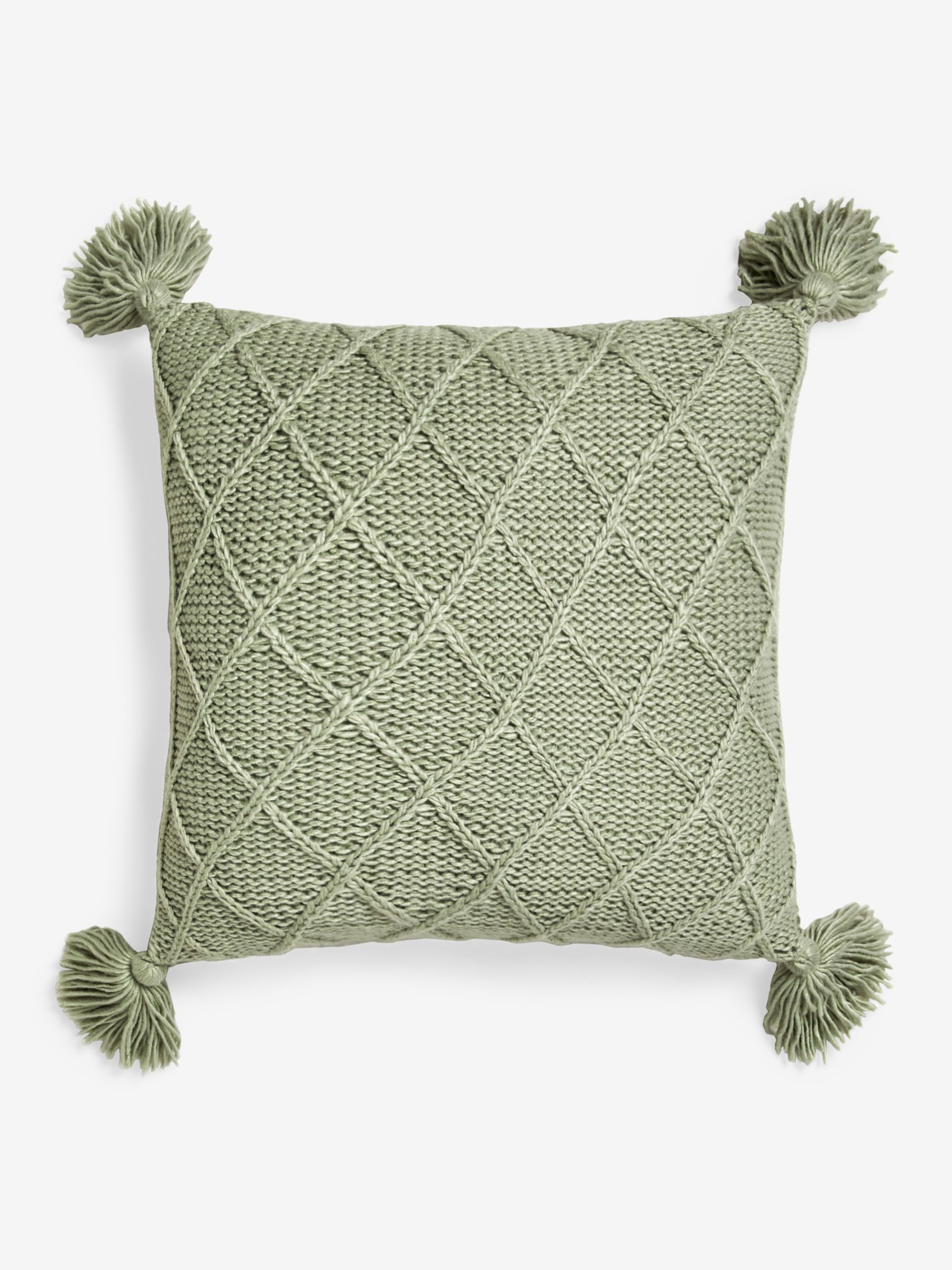 Buy Sage Green Knitted Tassel Trim 50 x 50cm Cushion from Next Australia