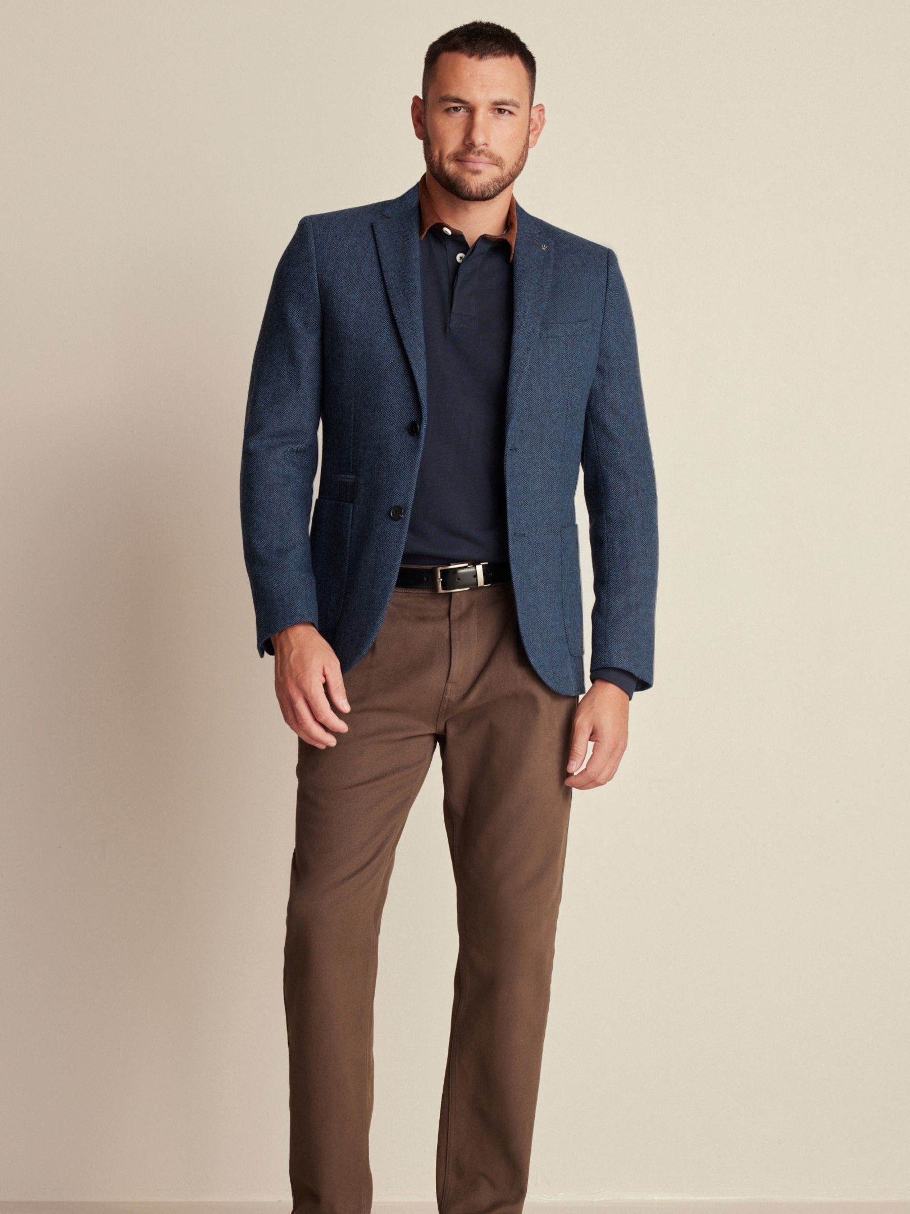 Buy Blue Slim Fit Wool Rich Herringbone Blazer from the Next UK online shop
