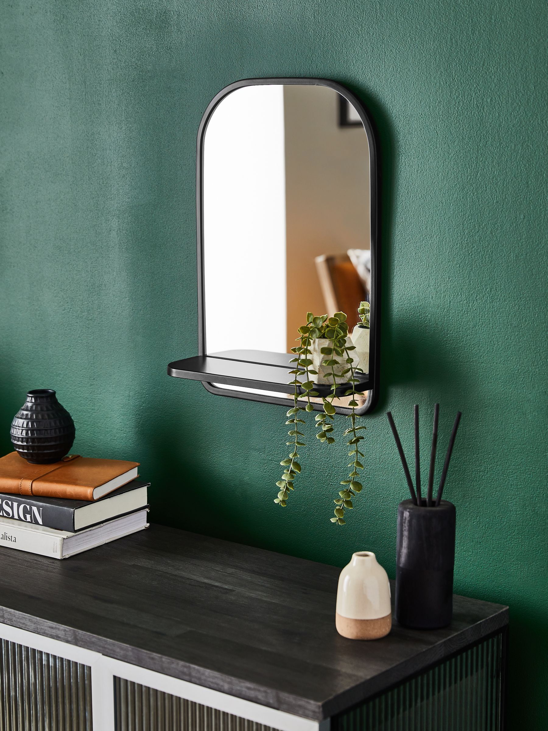Buy Black Small Shelf Wall Mirror from the Next UK online shop