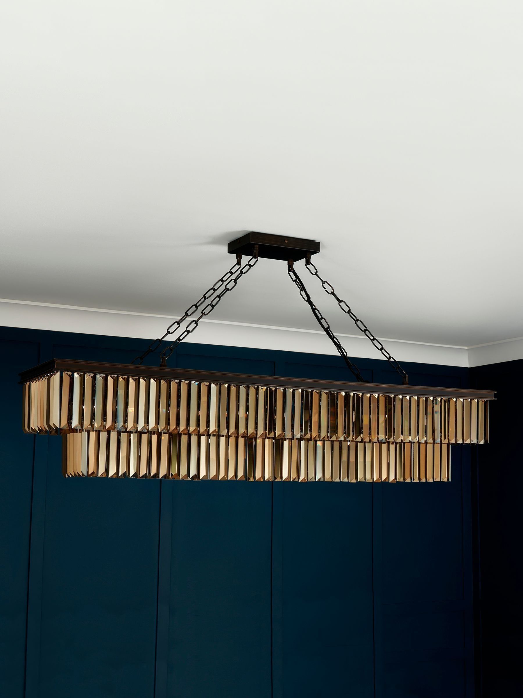 Buy Visconte by BHS Bronze Ingot Crystal Pendant 5 Light Linear Pendant ...