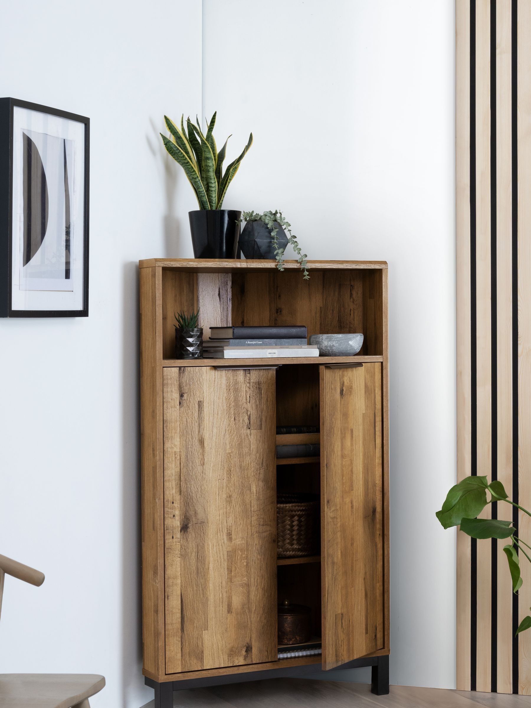 Buy Dark Bronx Oak Effect Corner Sideboard from the Next UK online shop