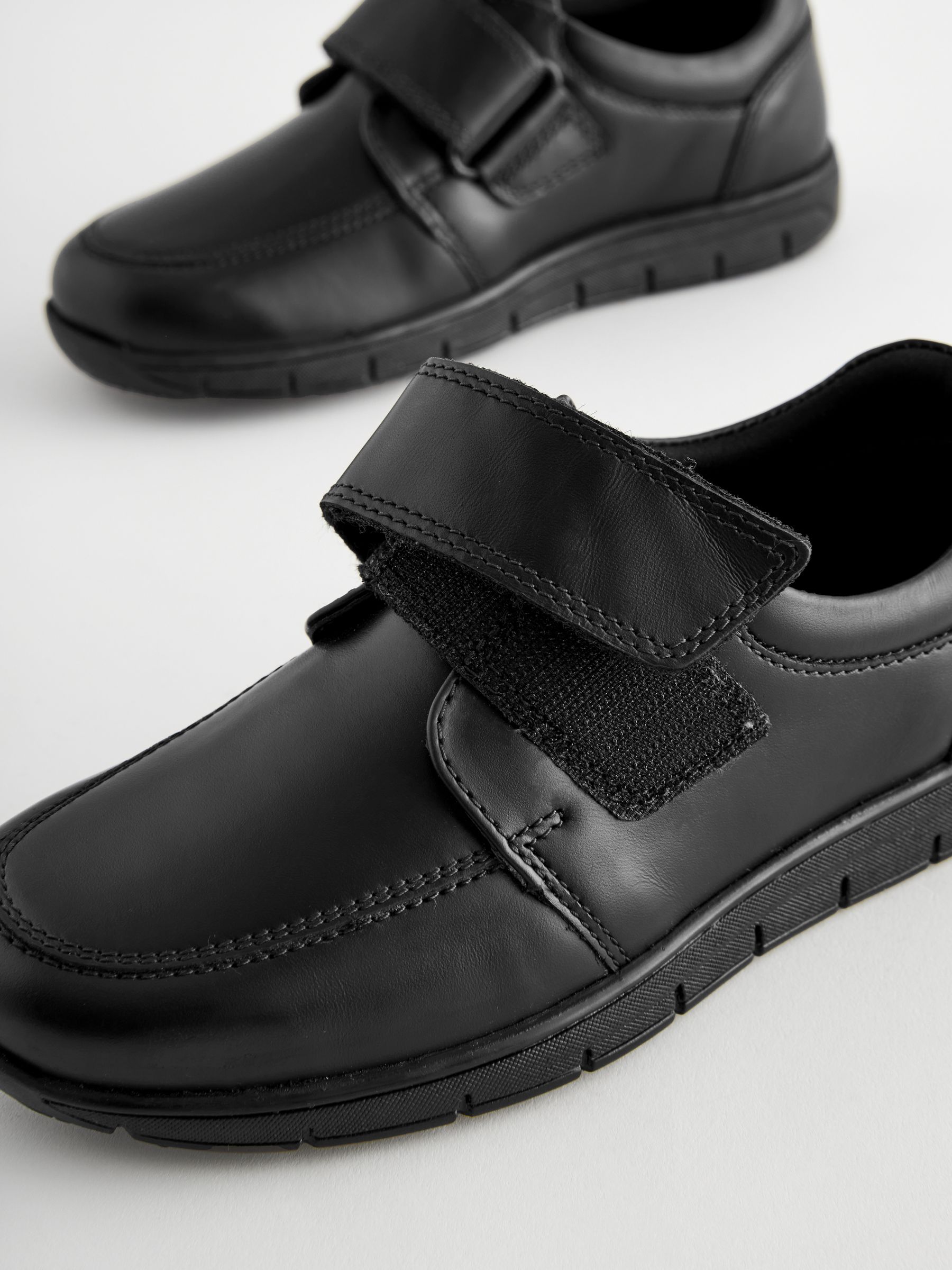 Buy Black Wide Fit (G) Leather Touch Fastening School Shoes from the Next UK online shop