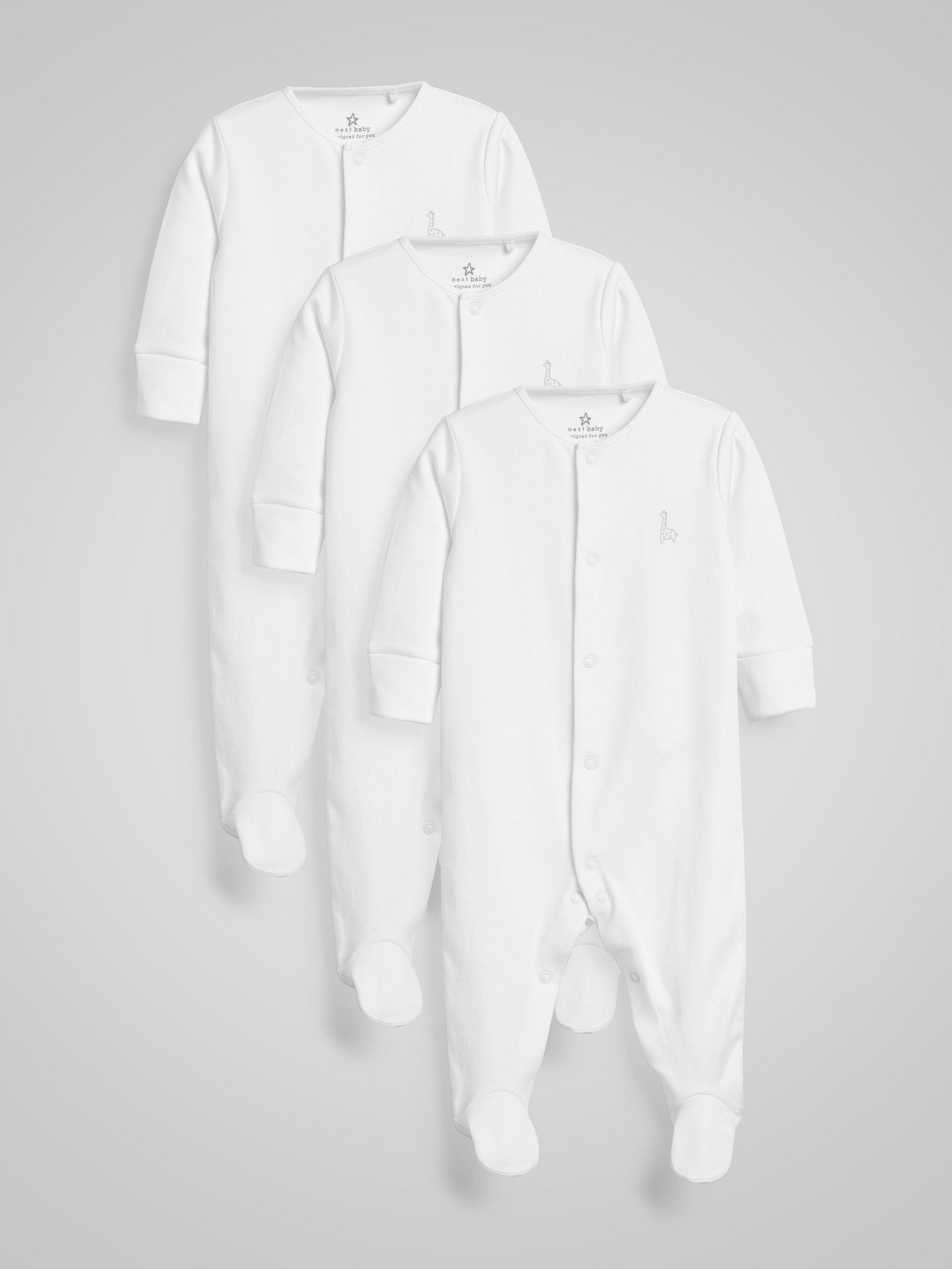 Buy White 3 Pack 100% Cotton Baby Sleepsuits (0-18mths) from the Next ...