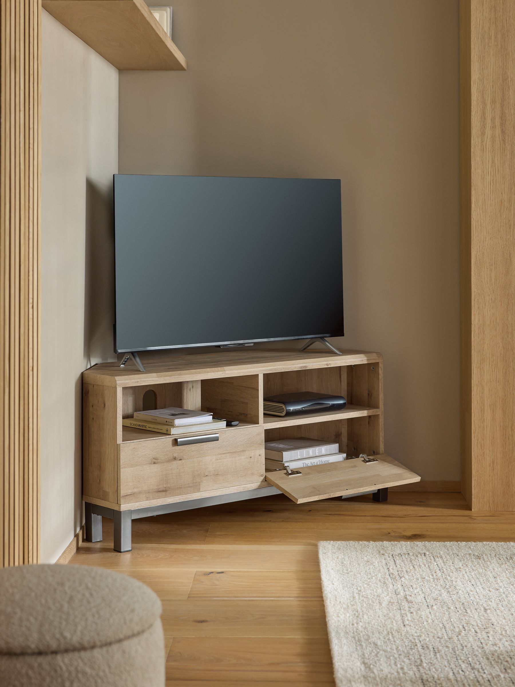 Buy Light Bronx Up to 46 inch Corner Oak Effect TV Unit from the Next ...