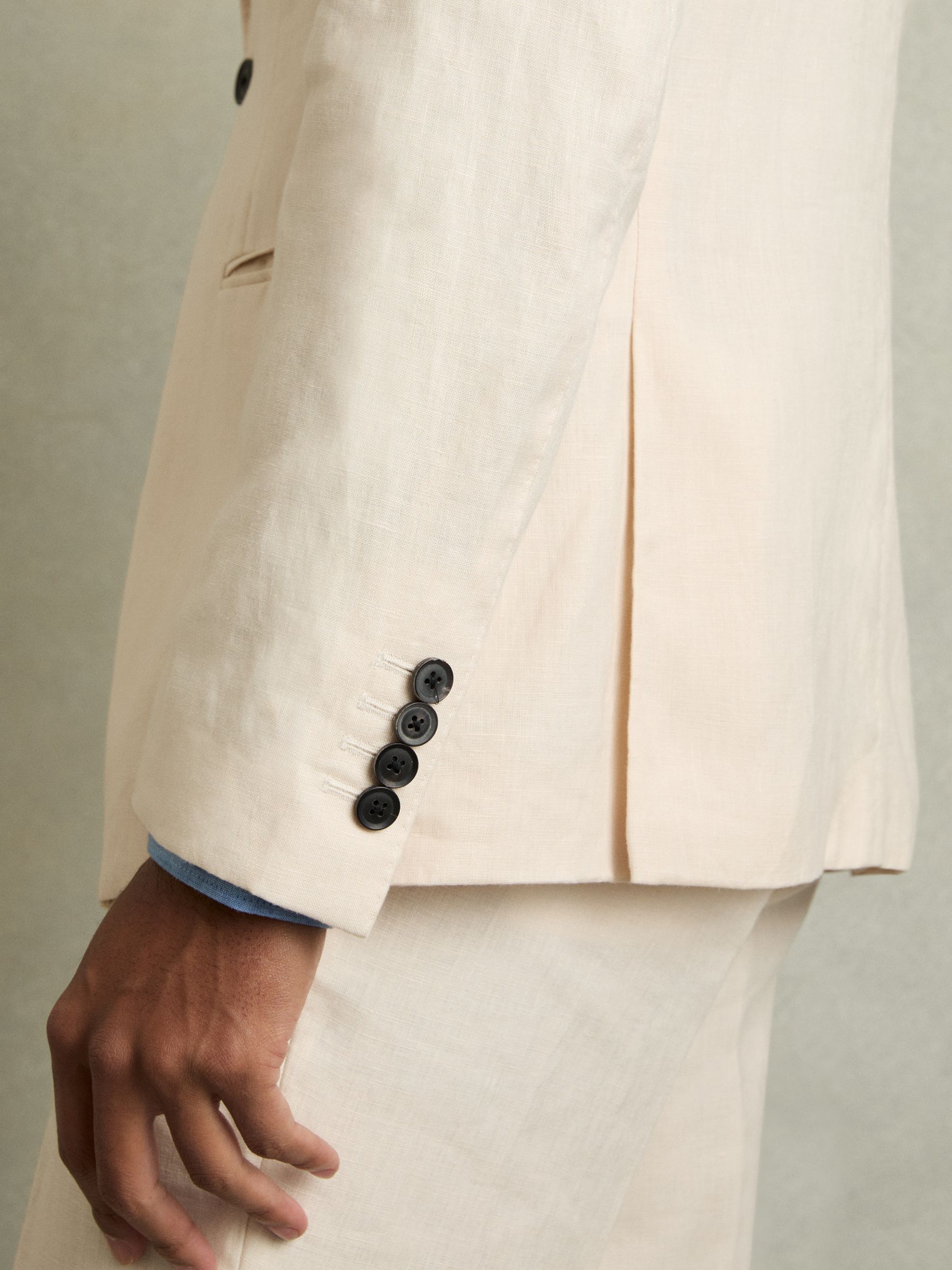 Buy Reiss Stone Kin Single Breasted Linen Blazer Tailored-Fit from the ...