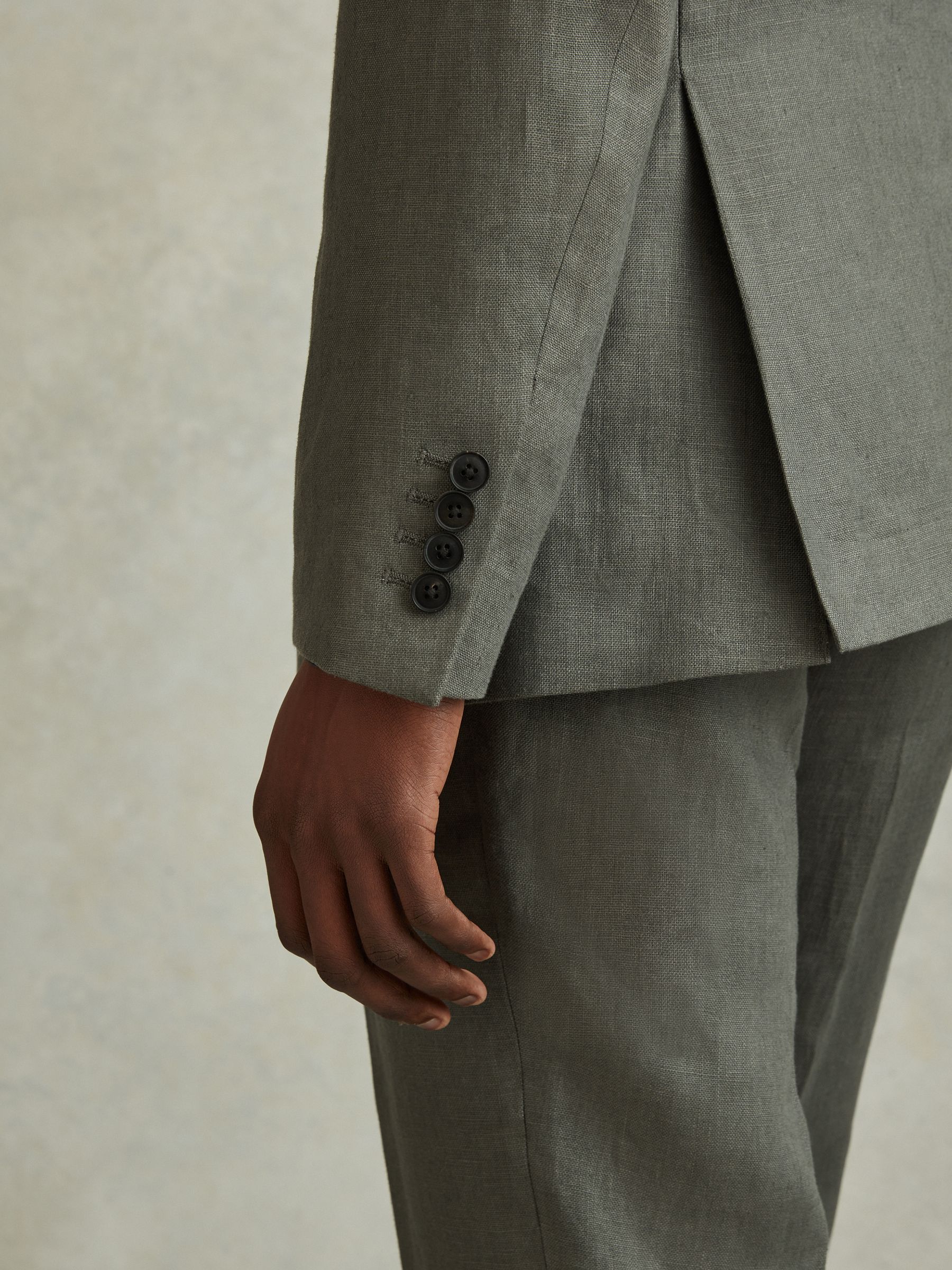Buy Reiss Dark Sage Halgas Linen Double Breasted Blazer from the Next ...