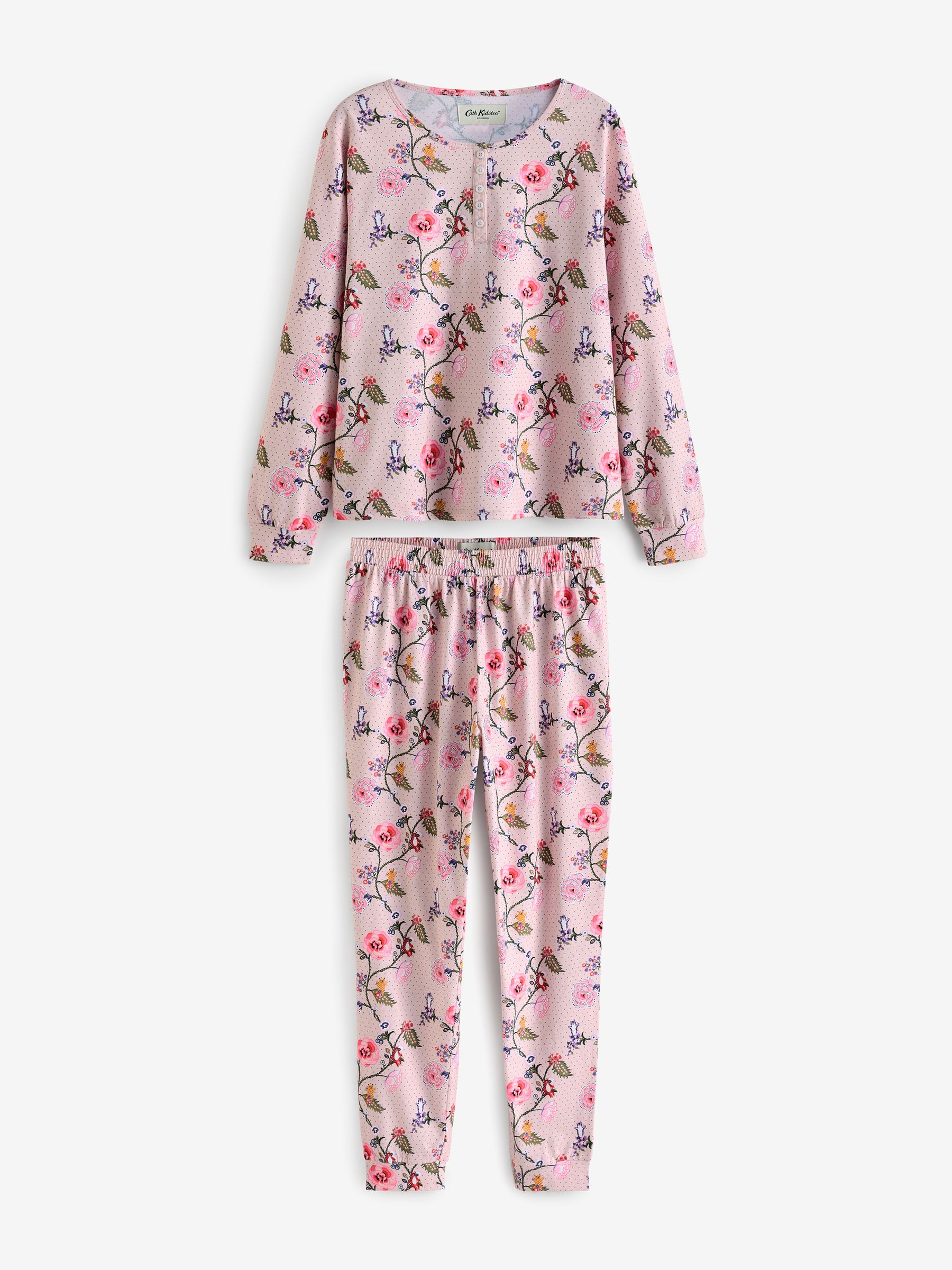 Buy Cath Kidston Pale Pink Floral 100% Cotton Henley Pyjamas from the ...
