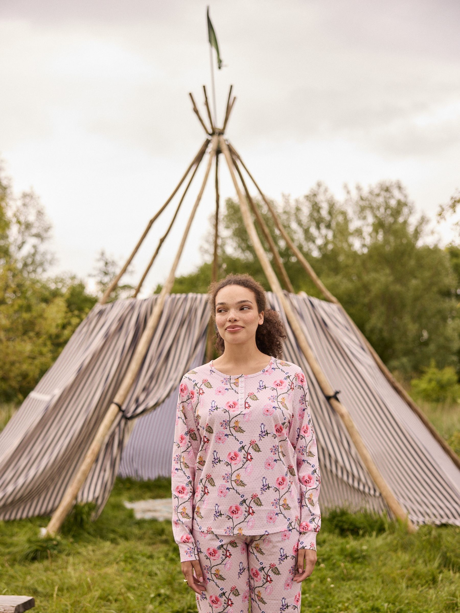 Buy Cath Kidston Pale Pink Floral 100% Cotton Henley Pyjamas from the ...