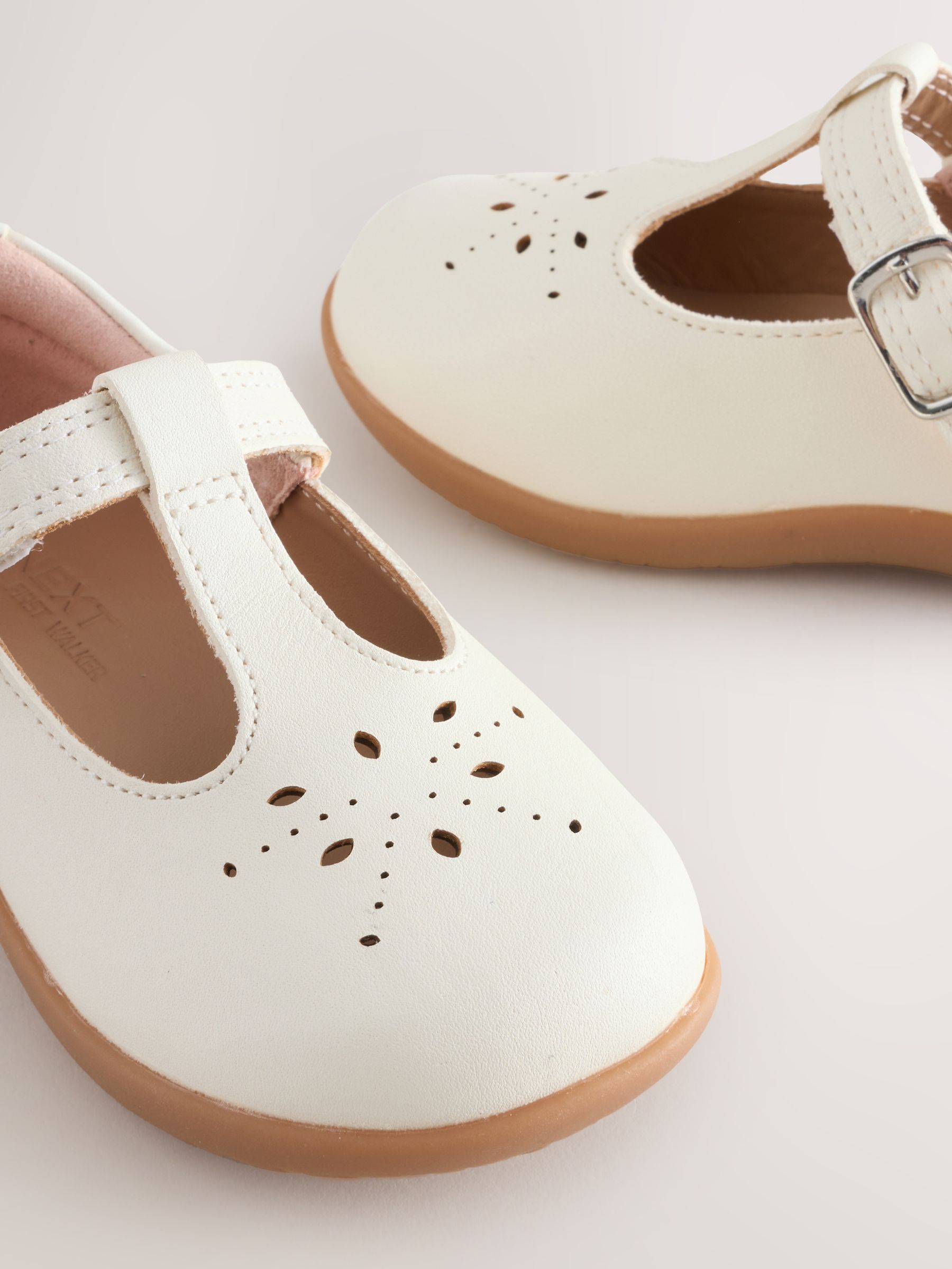 Buy White Leather Standard Fit (F) First Walker T-Bar Touch Fastening ...