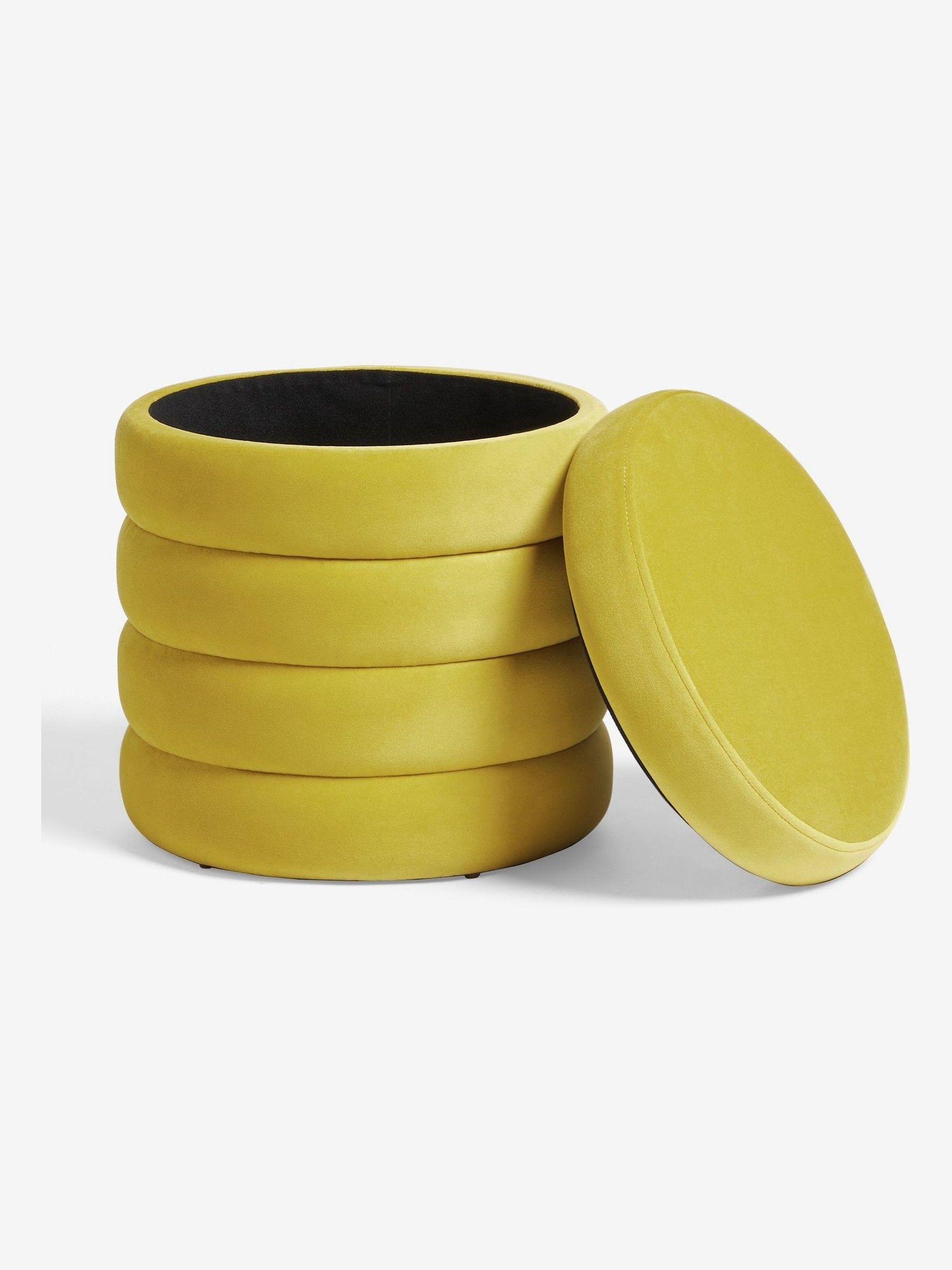 Buy Soft Velvet Chartreuse Yellow Stella Ribbed Storage Stool from the ...