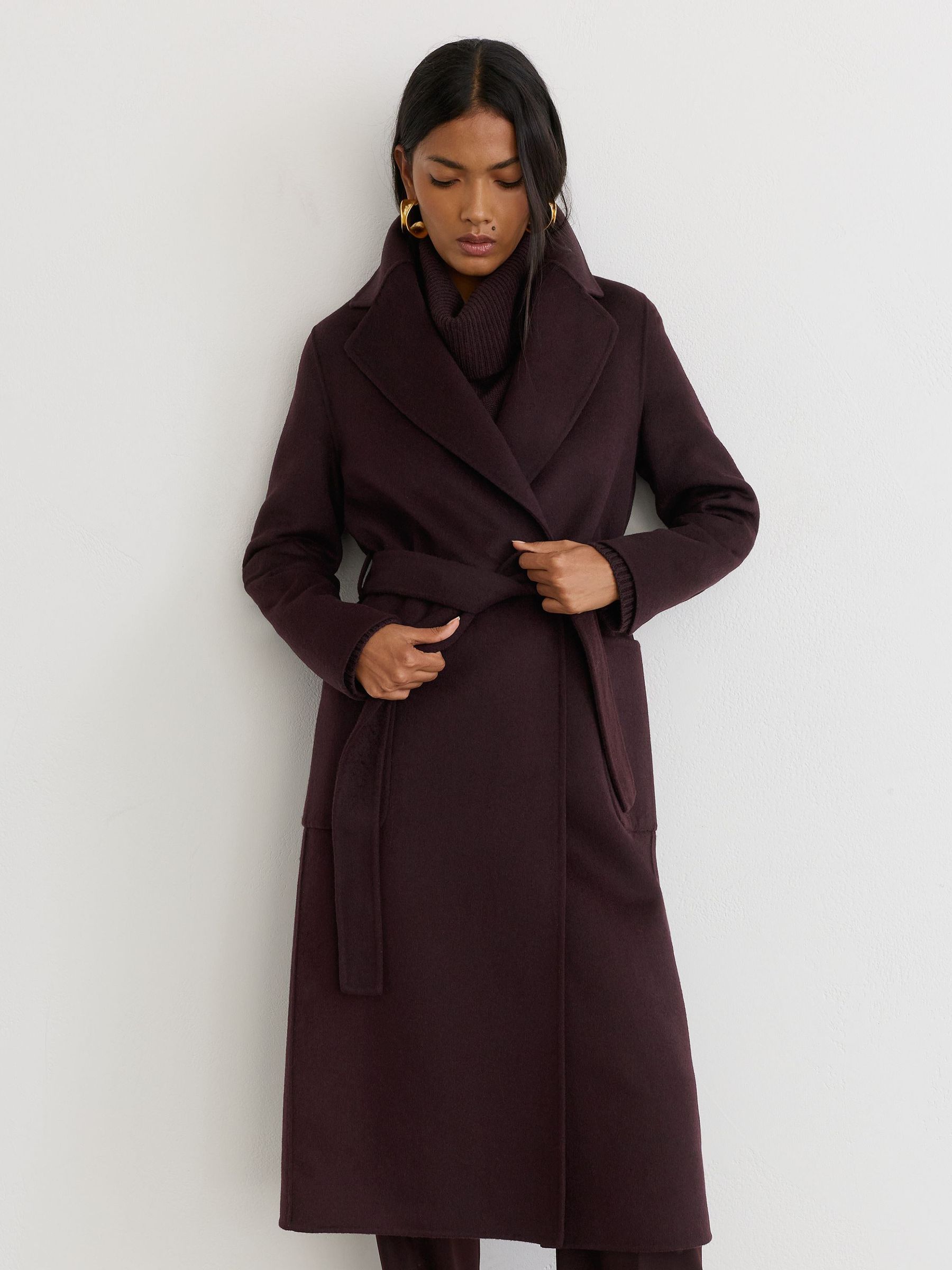 Buy Reiss Grape Lucia Petite Wool-Blend Double-Breasted Blindseam Coat ...