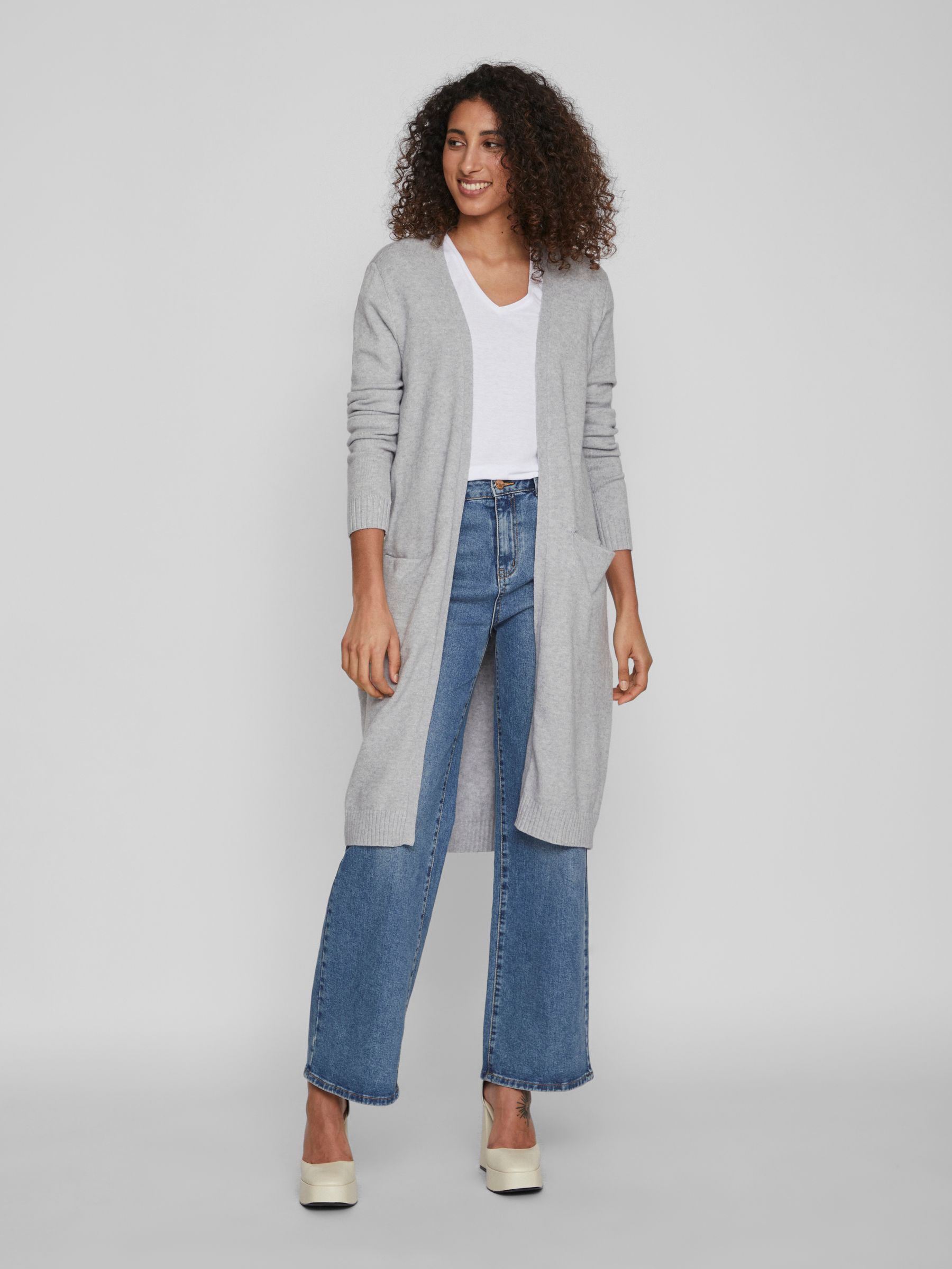 Buy VILA Grey Longline Lightweight Cardigan from the Next UK online shop