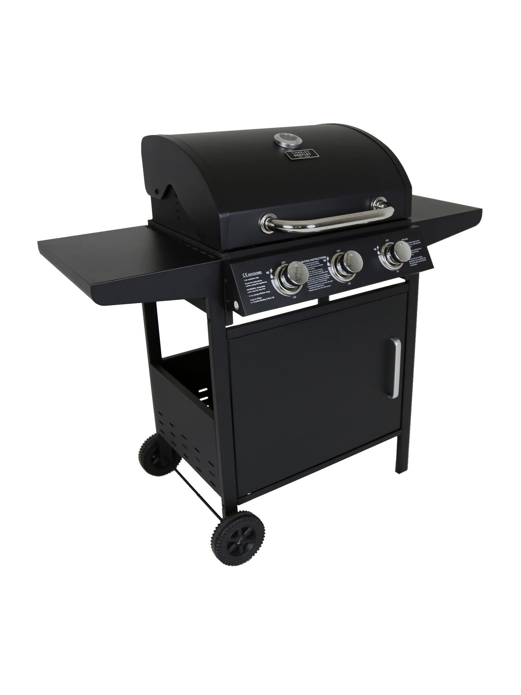 Buy Charles Bentley Black Garden 3 Burner Gas BBQ from the Next UK ...