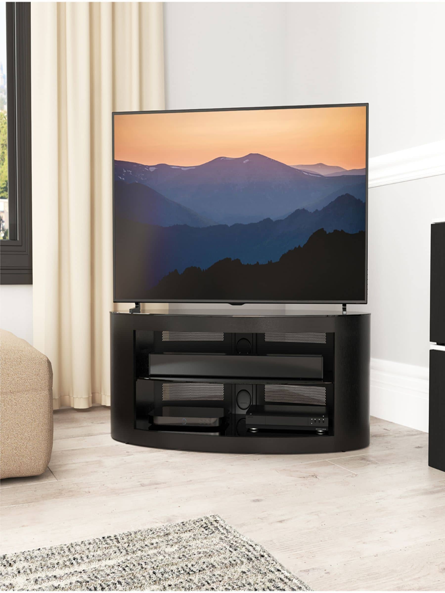 Black oval tv stand store