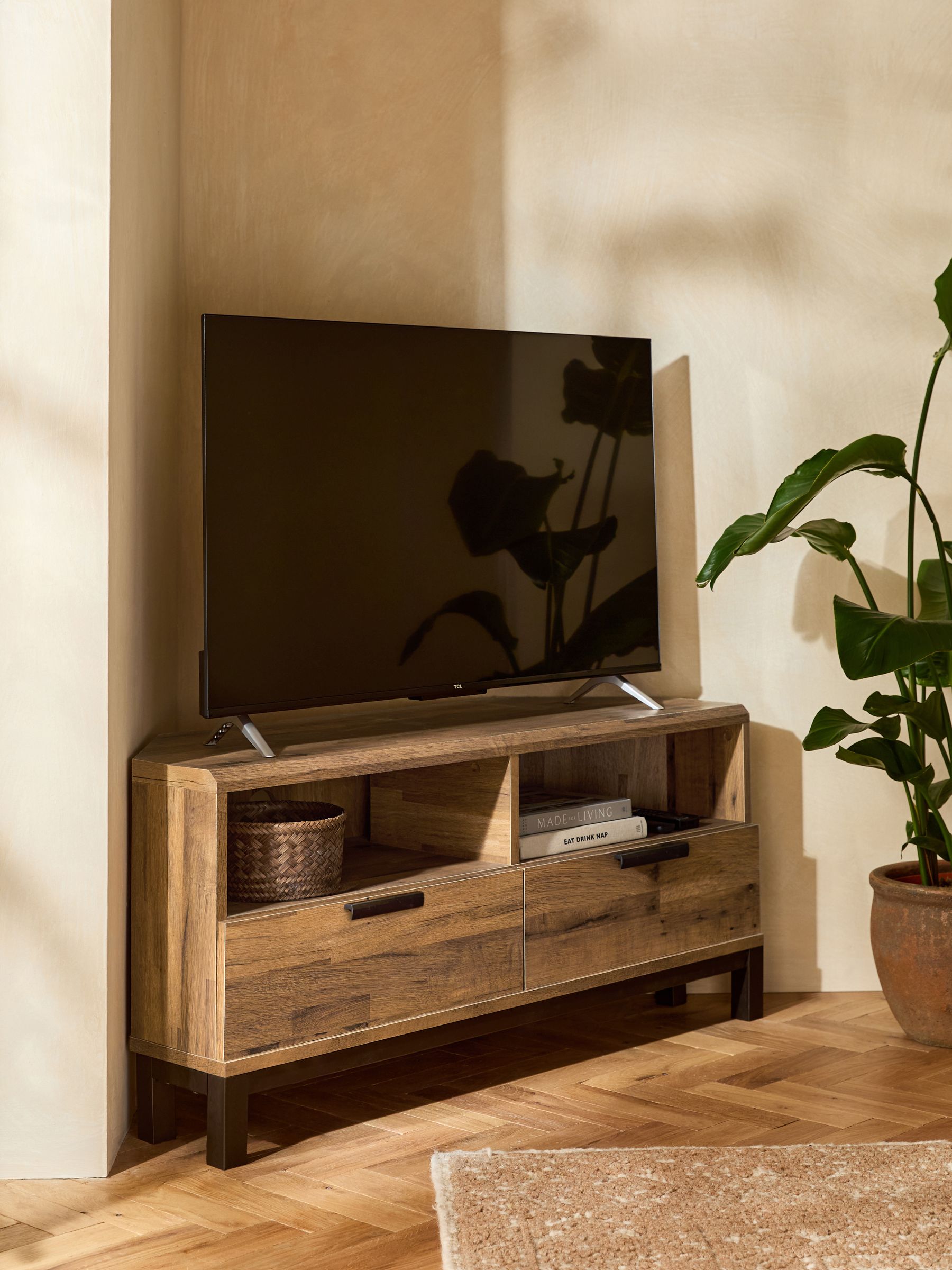 Buy Dark Bronx Up to 46 inch Corner Oak Effect TV Unit from the Next UK ...