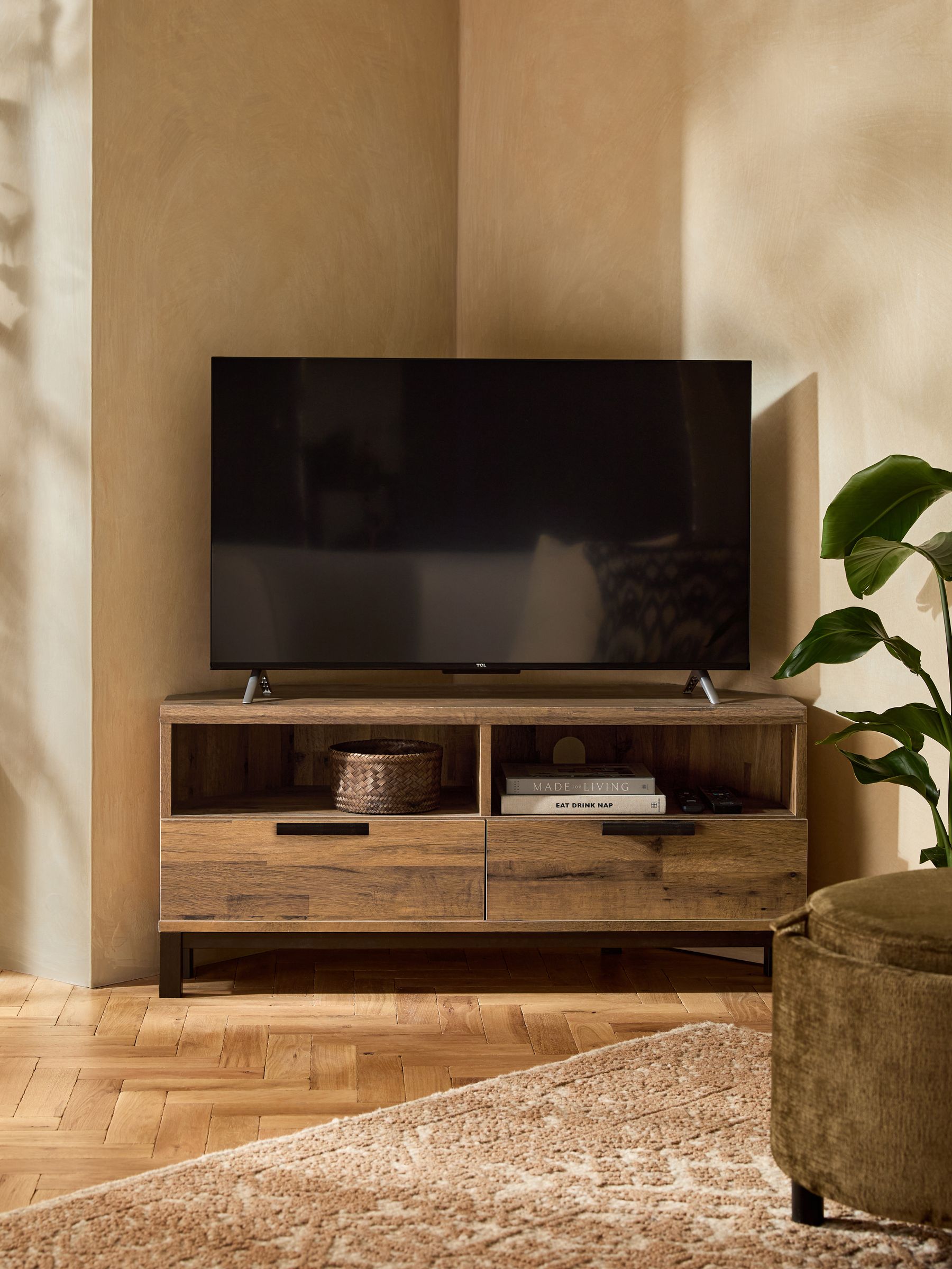 Buy Dark Bronx Up to 46 inch Corner Oak Effect TV Unit from the Next UK online shop
