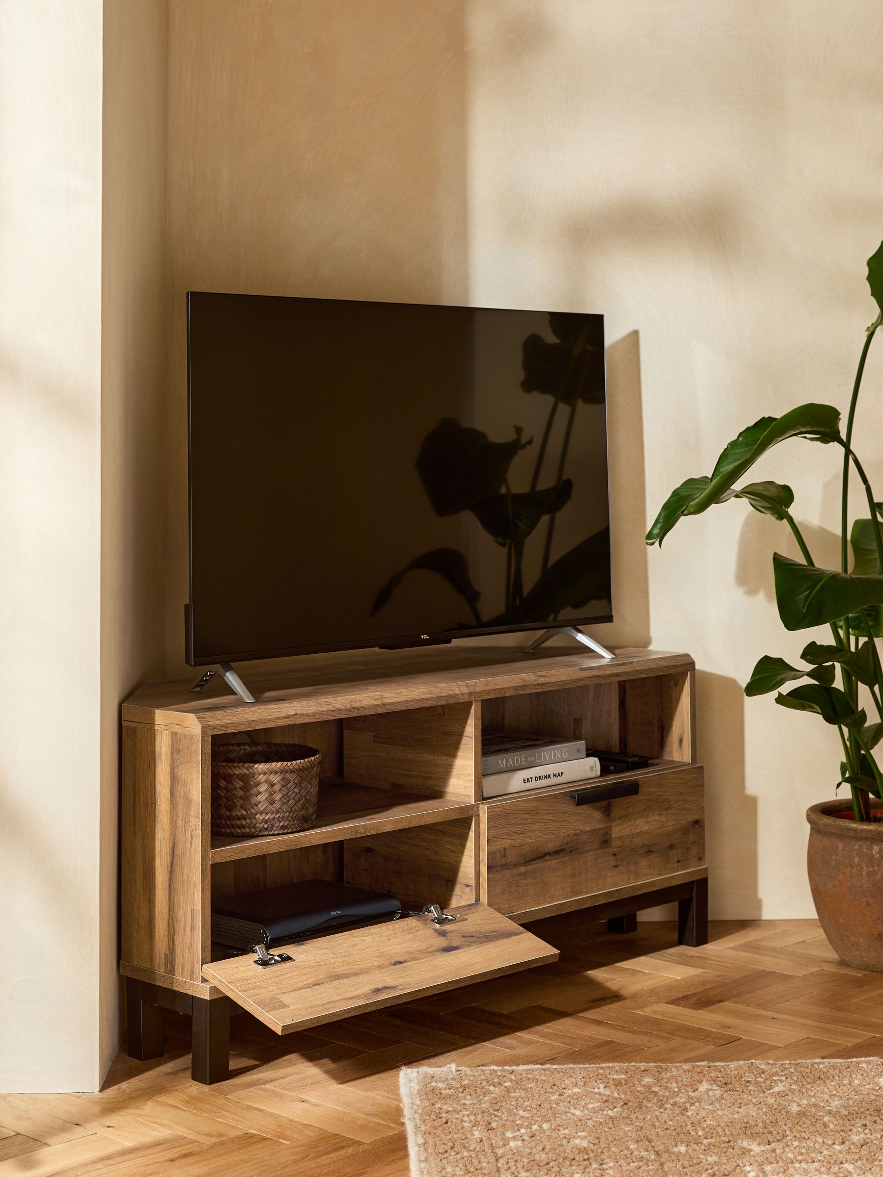 Buy Dark Bronx Up to 46 inch Corner Oak Effect TV Unit from the Next UK online shop