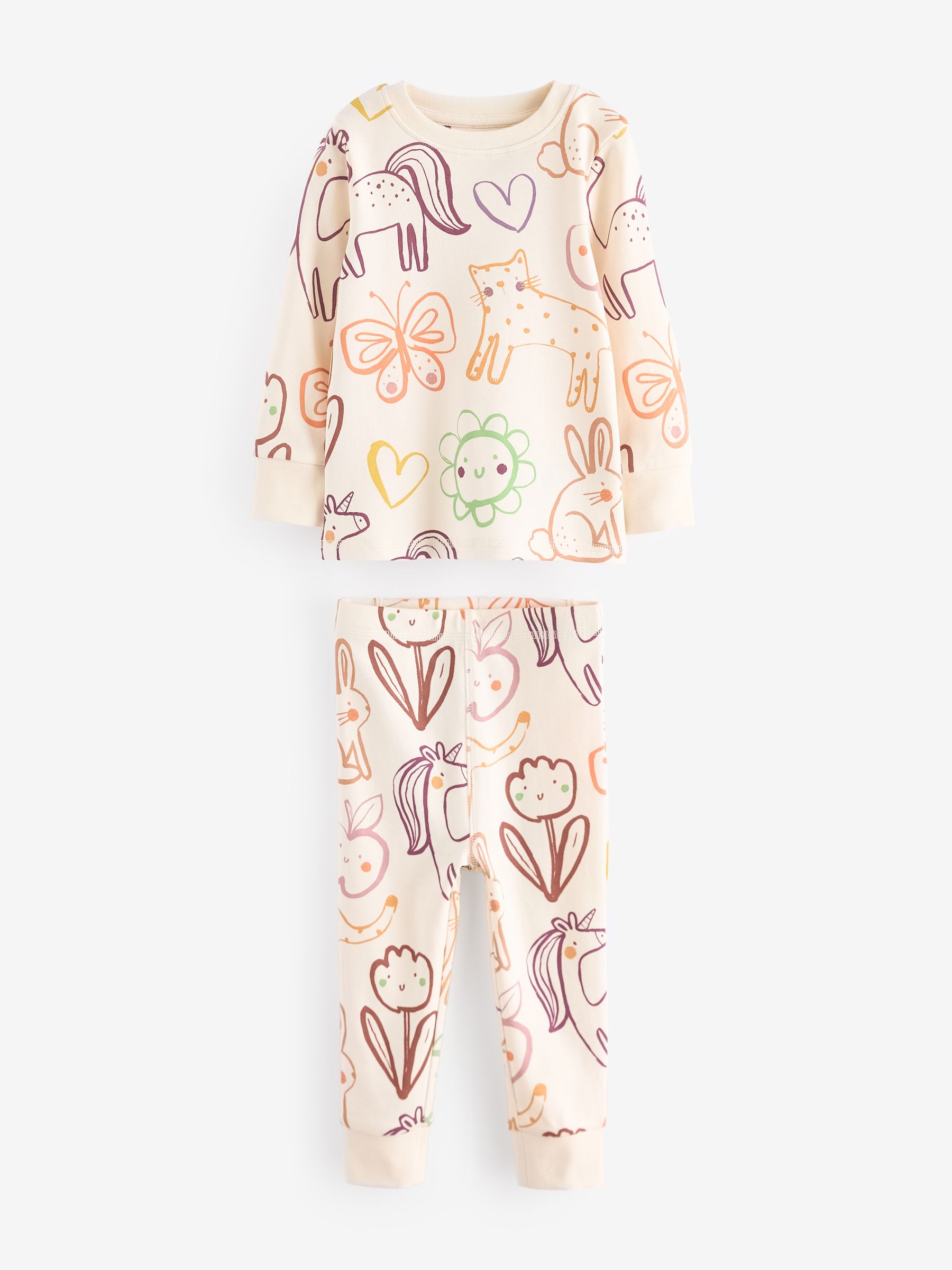 Buy Neutral Character Printed Snuggle Pyjamas 3 Pack (9mths-12yrs) from ...