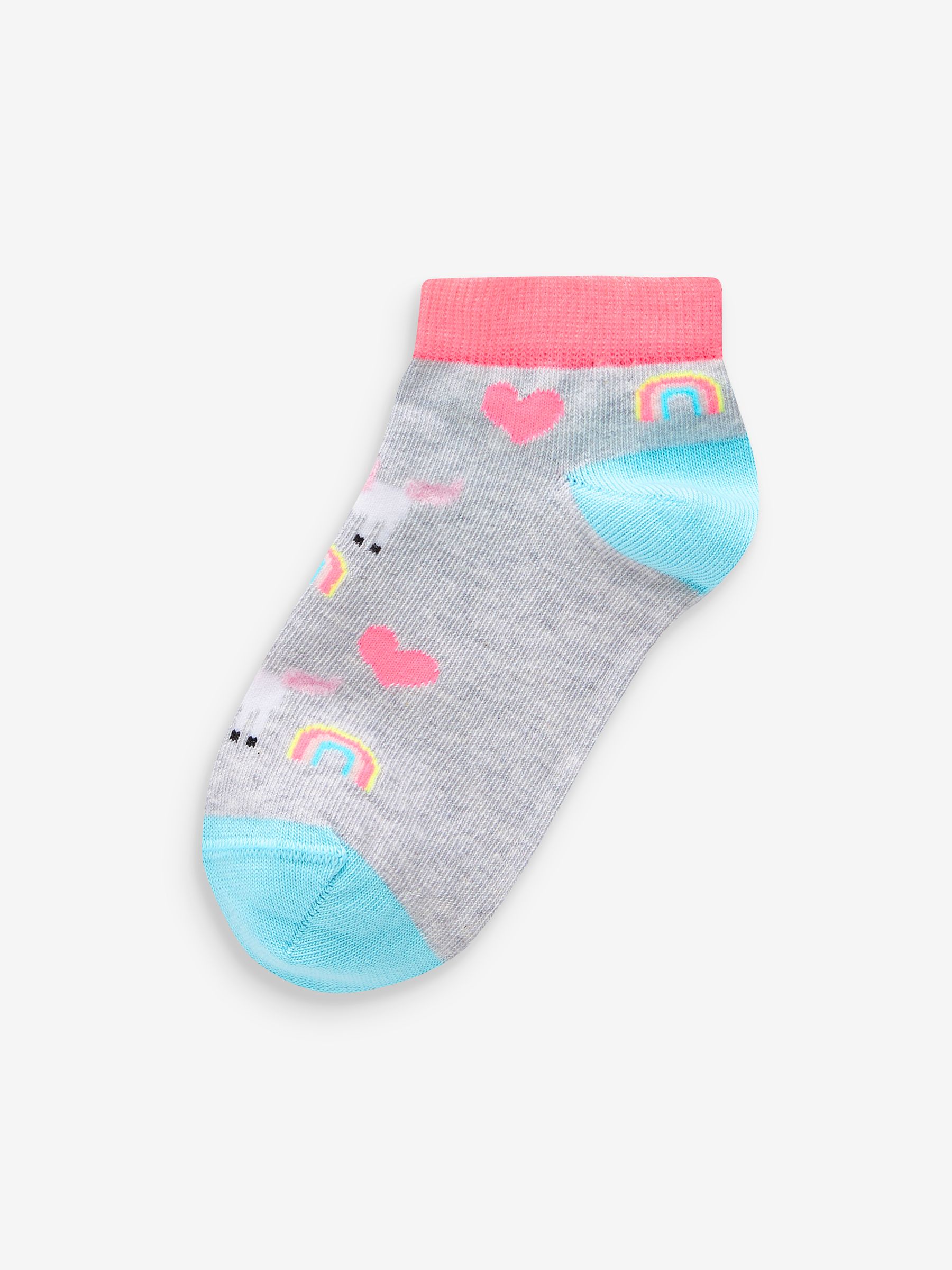 Buy Pink/Grey/Purple 5 Pack Cotton Rich Unicorn Character Trainer Socks ...