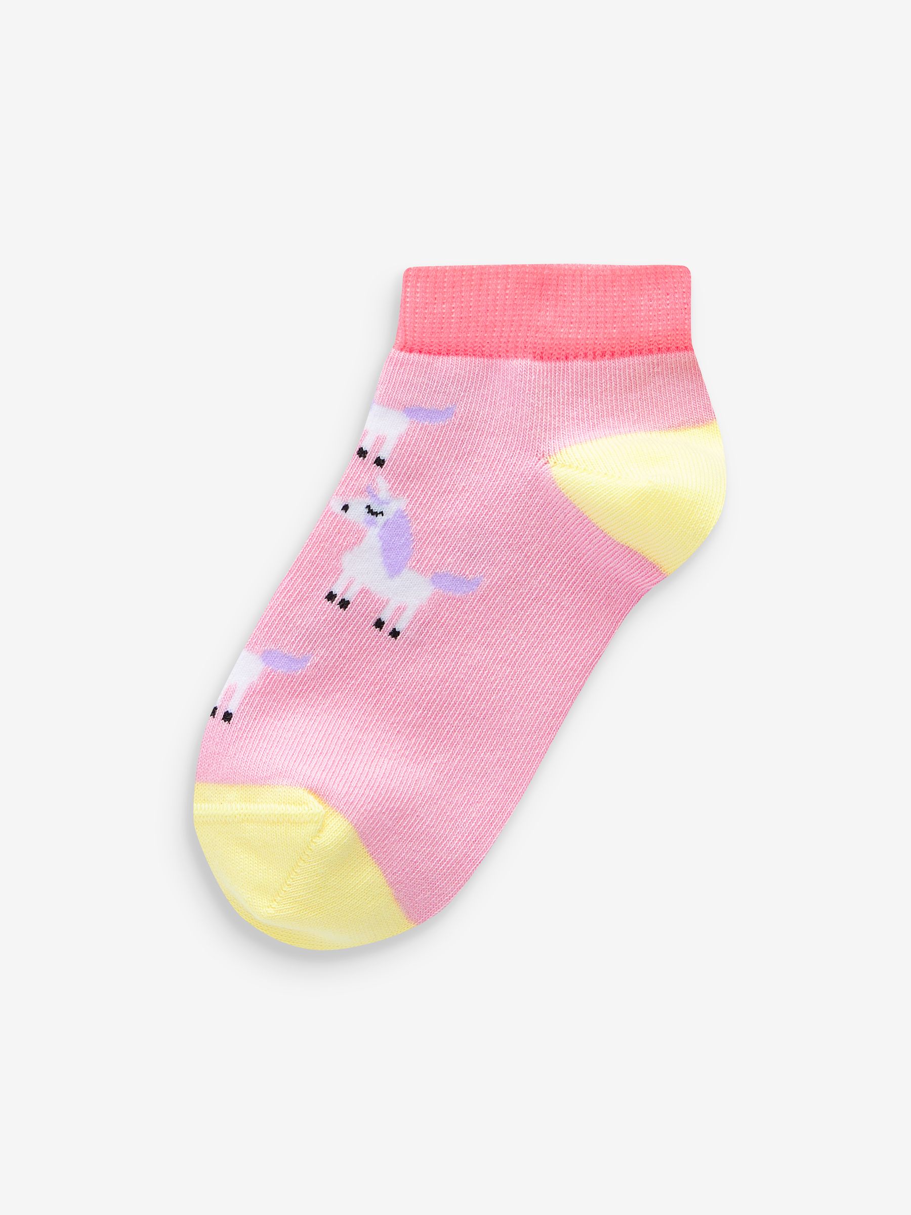 Buy Pink/Grey/Purple 5 Pack Cotton Rich Unicorn Character Trainer Socks ...