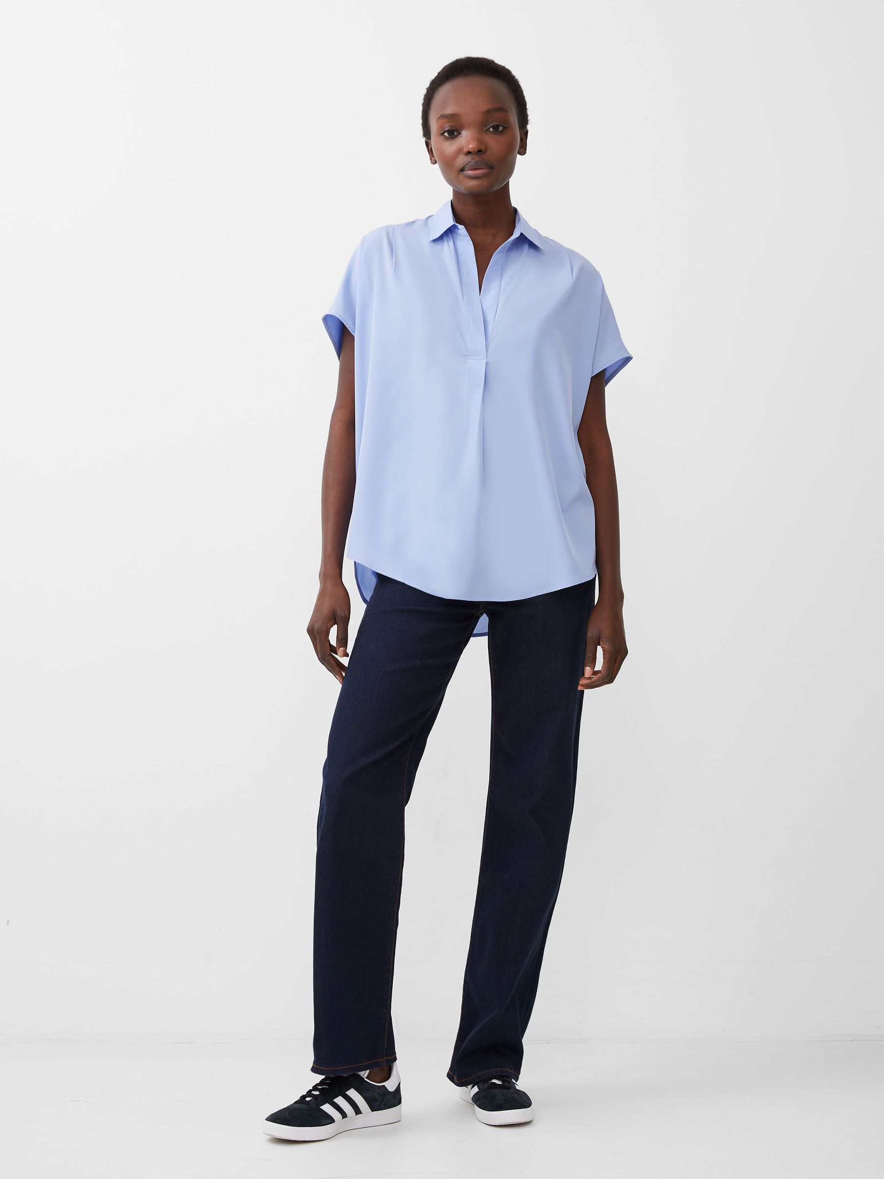 Buy French Connection Blue Crepe Light Sleeveless Popover Shirt from ...