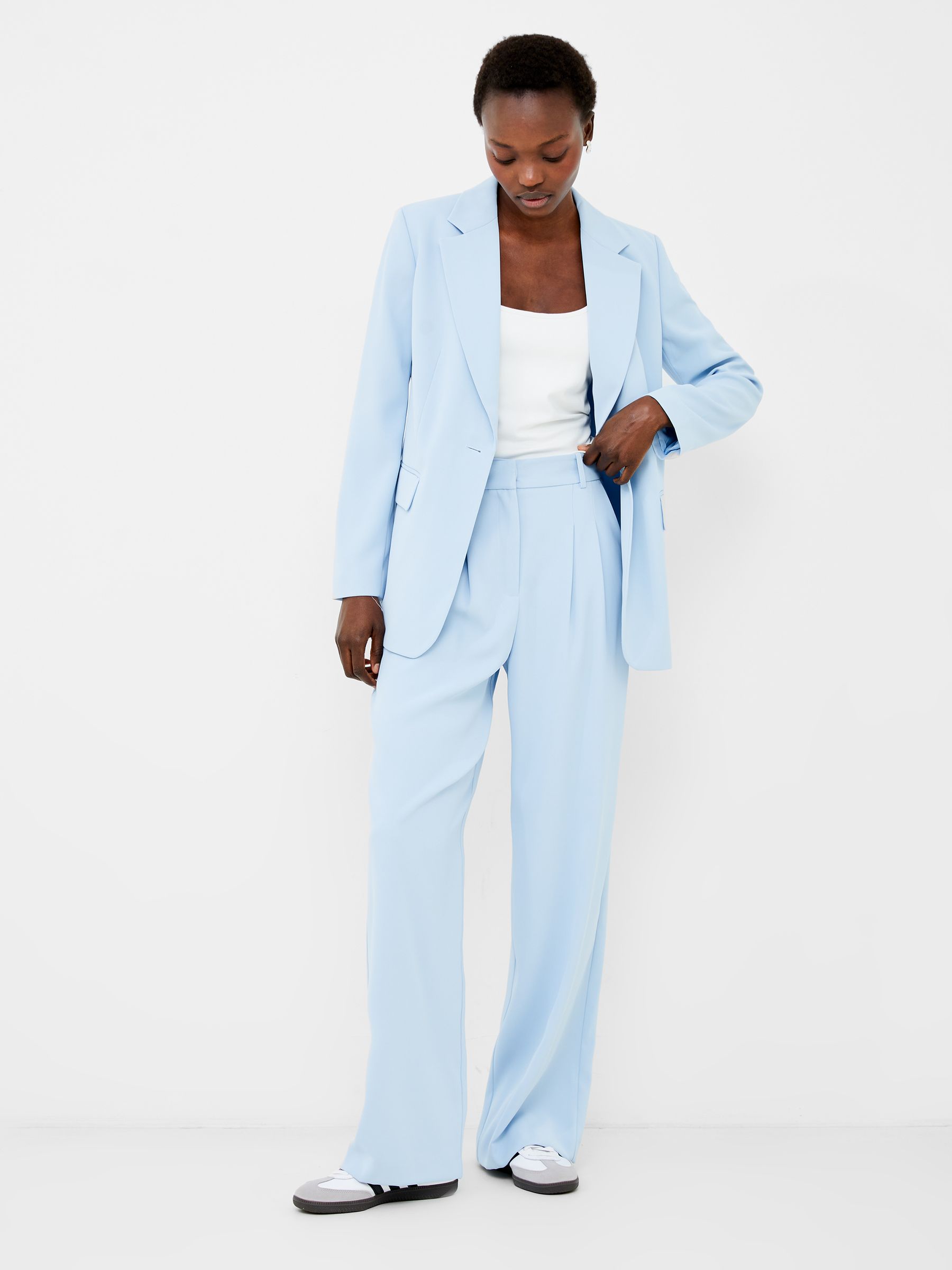 Buy French Connection Blue Harrie Suiting Single Breasted Jacket from ...