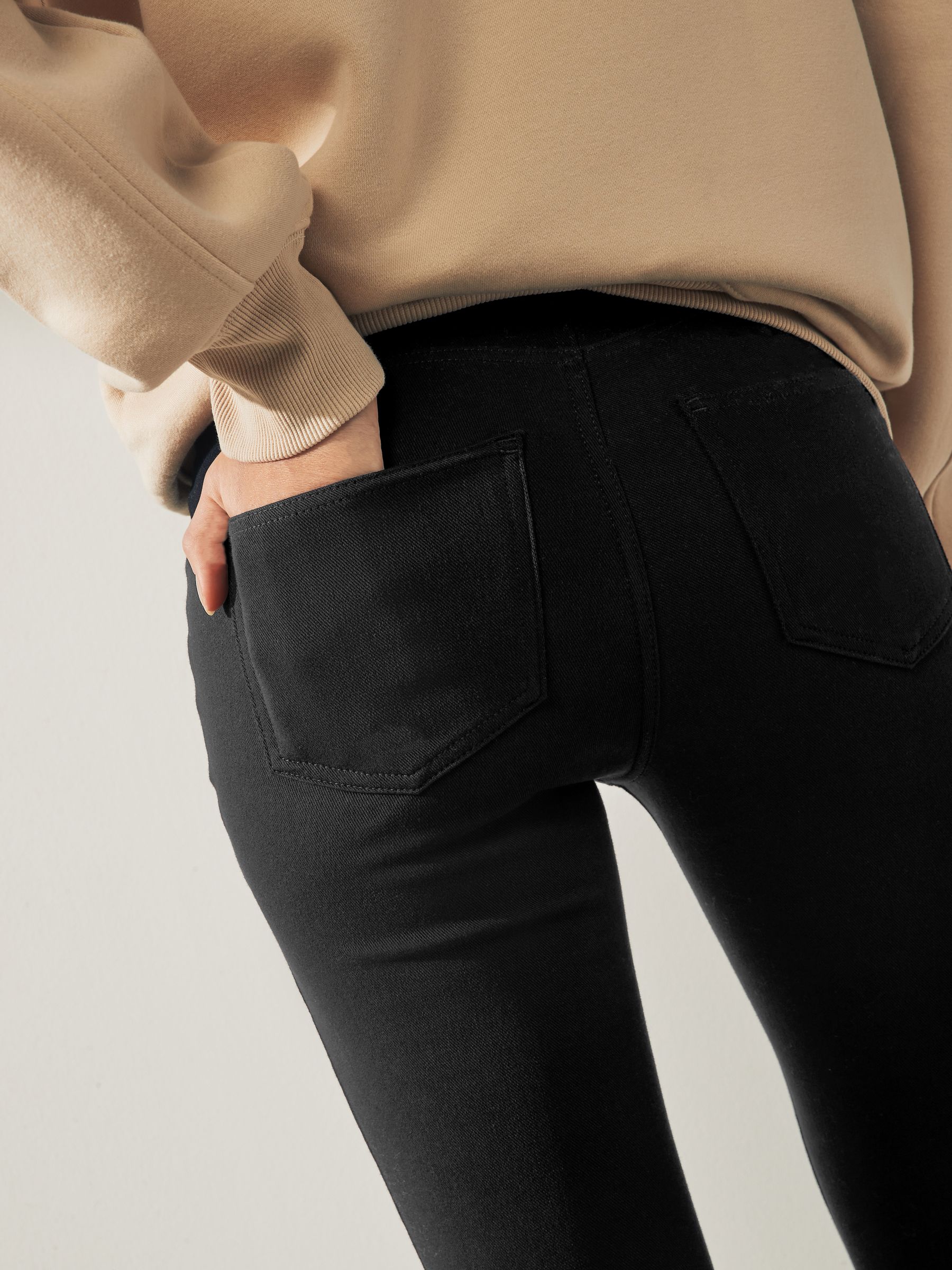 Buy Black Cropped Denim Jersey Leggings from Next Bahrain