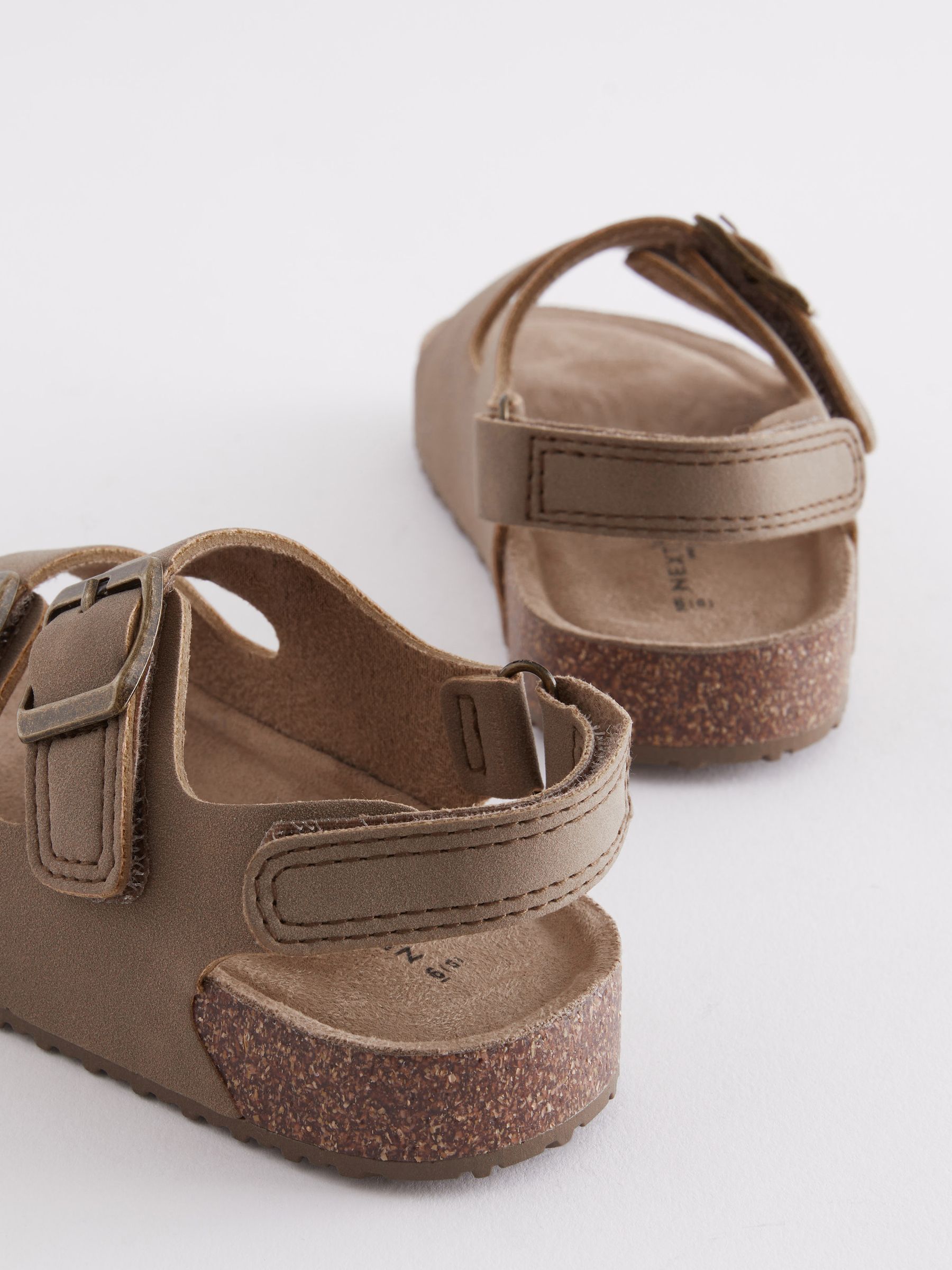 Buy Stone Beige Wide Fit (G) Double Buckle Cushioned Footbed Sandals ...