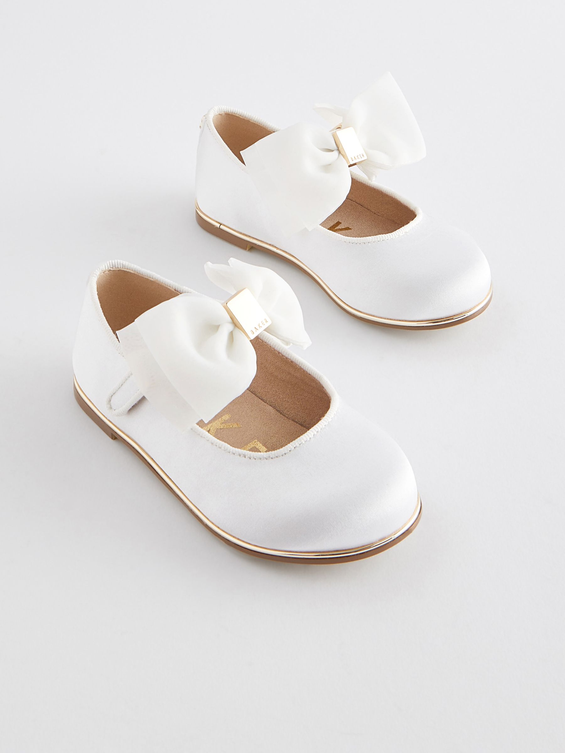 Buy Baker by Ted Baker Girls Ivory Satin Mary Jane Shoes with Organza ...