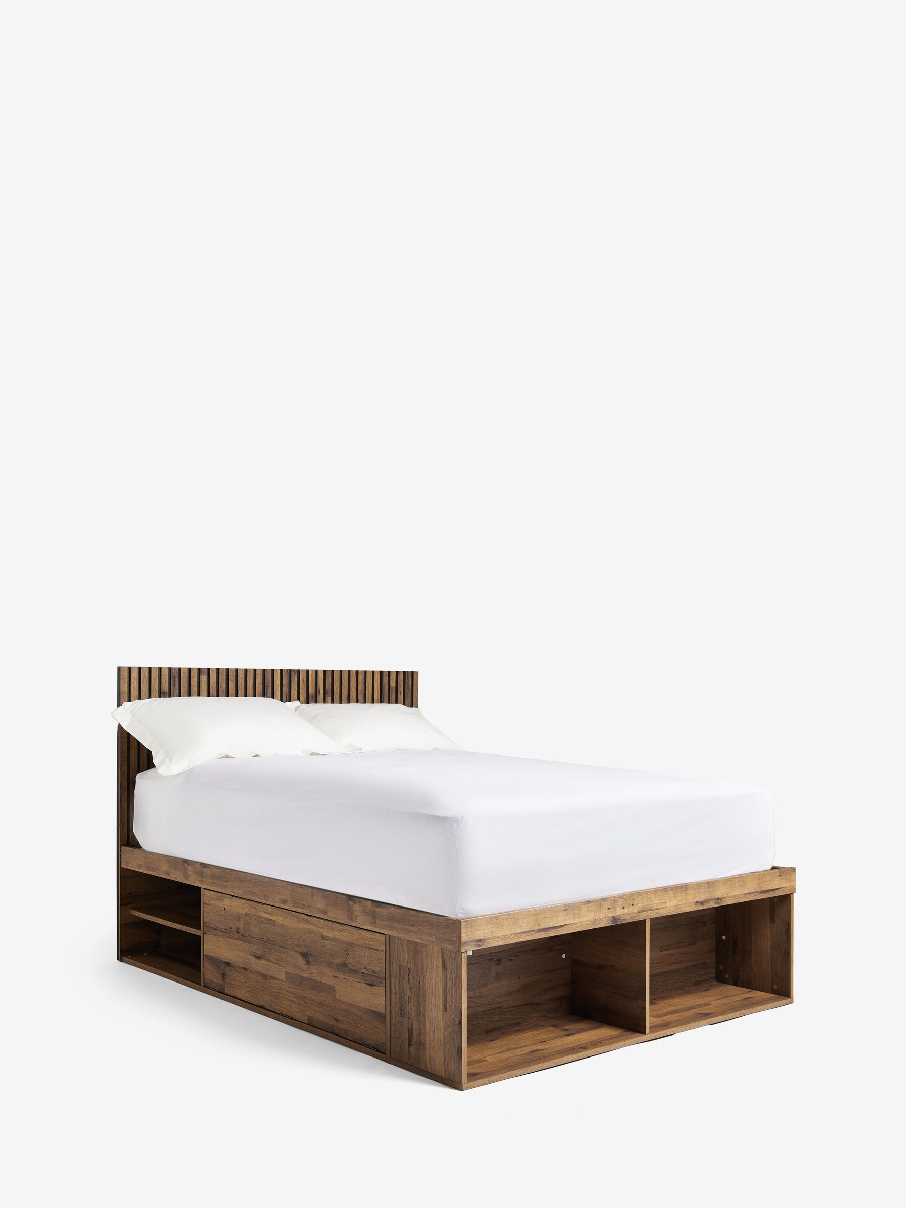 Buy Oak Effect Slatted Headboard Bronx Platform Bed Frame with Storage from the Next UK online shop