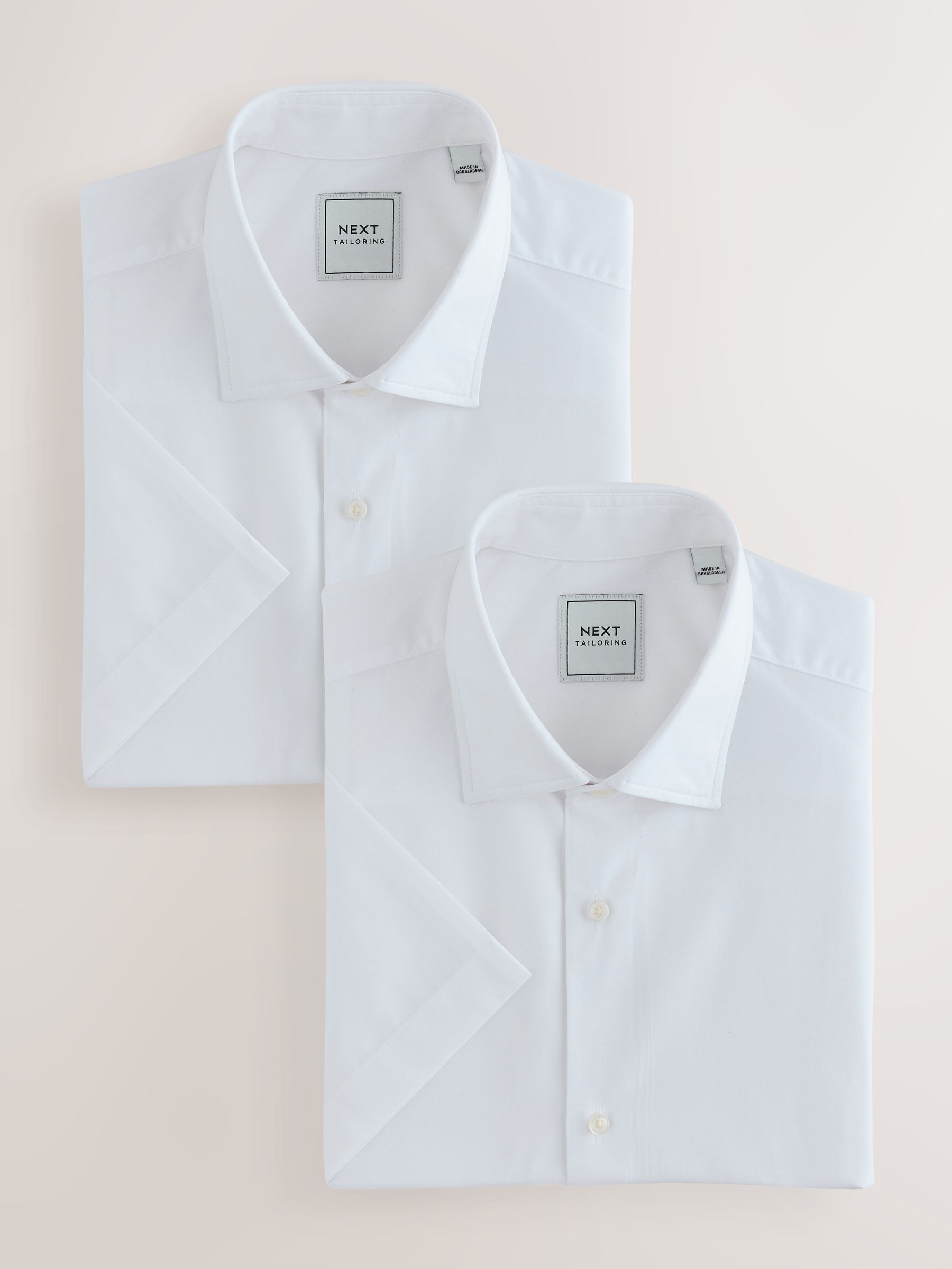 Buy White Regular Fit Easy Care Short Sleeve Smart Shirts 2 Pack from ...