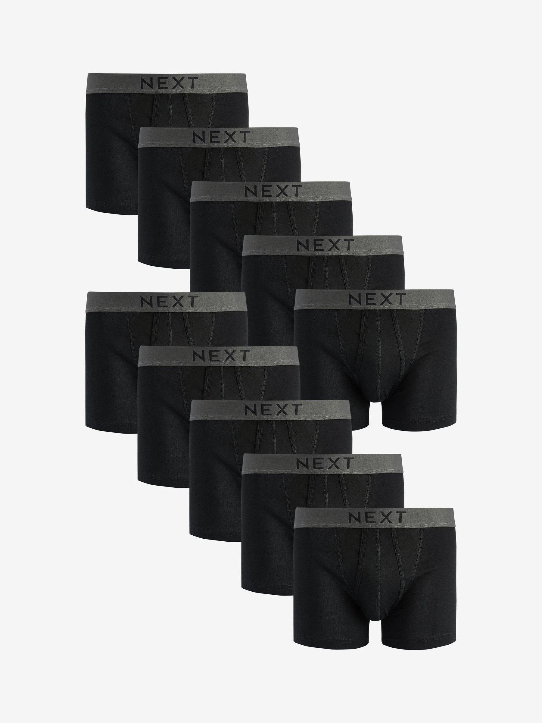 Buy Black 10 pack A-Front Pure 100% Cotton Boxers from the Next UK ...