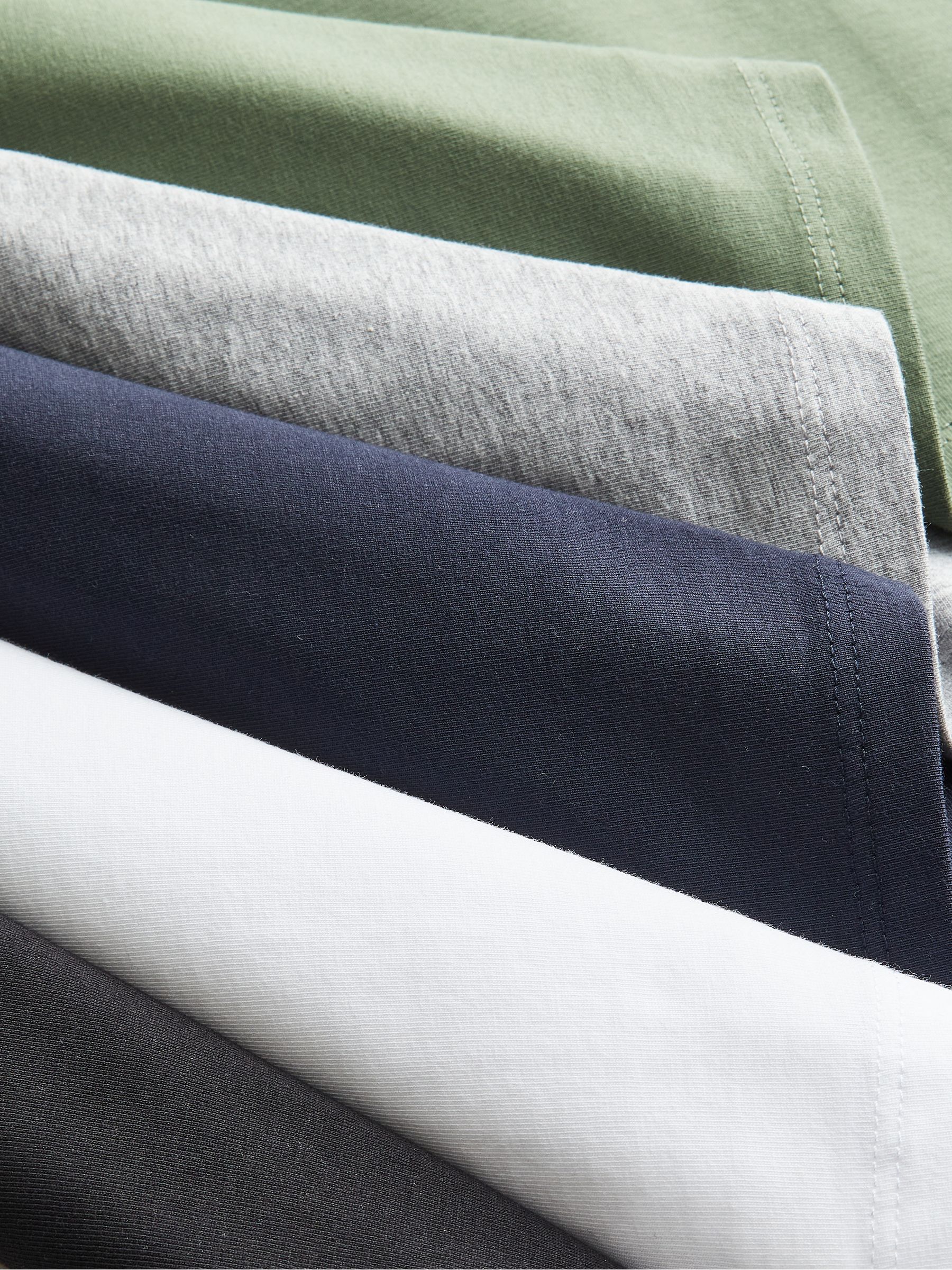 Buy Black/White/Grey/Blue/Green 100% Cotton Long Sleeve Tops 5 Pack ...