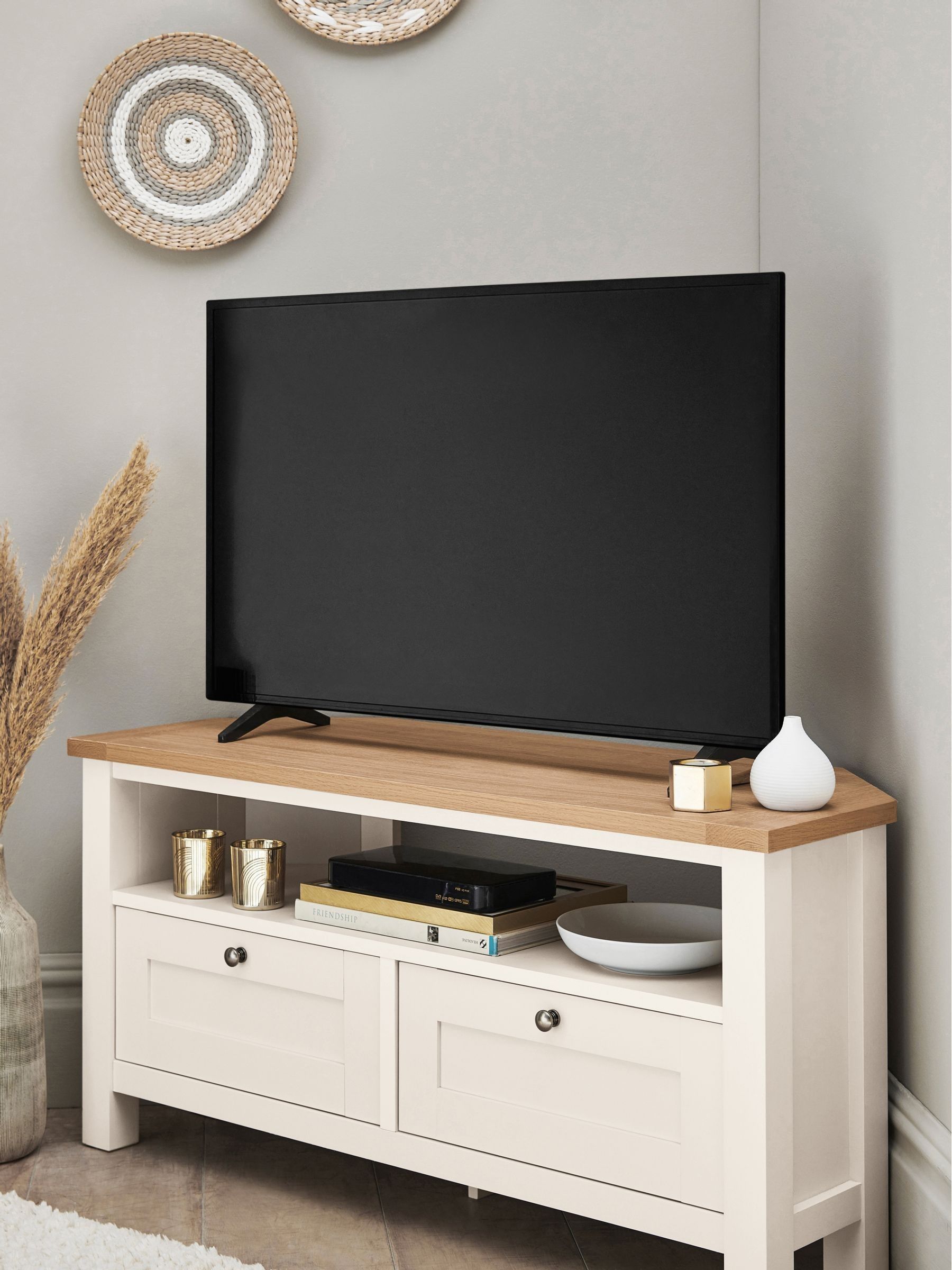 Buy Cream Malvern Oak Effect Corner TV Unit, Up to 46 Inch from the ...