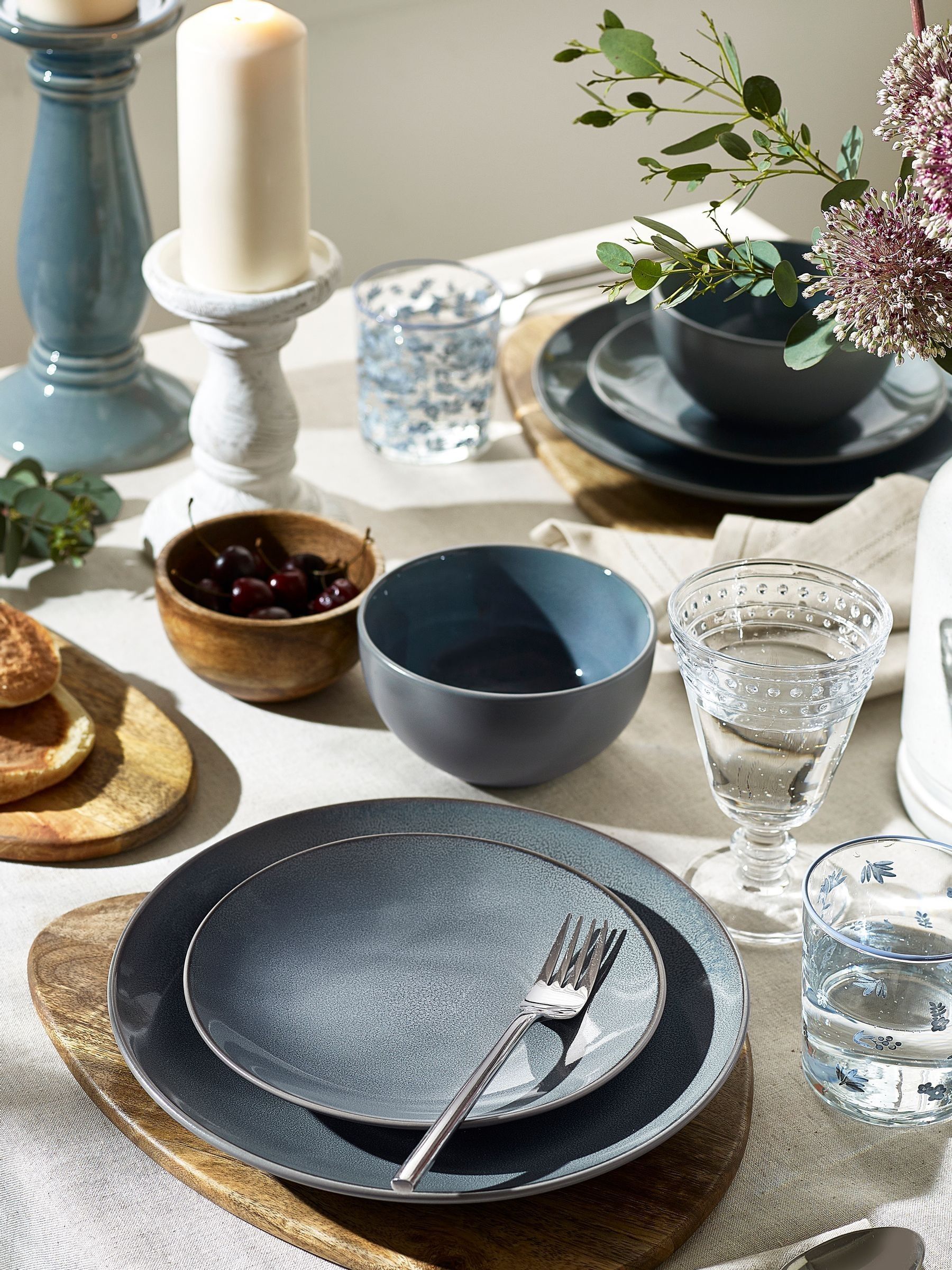 Buy Slate Blue Logan Reactive Glaze 12 Piece Dinner Set from the Next UK online shop