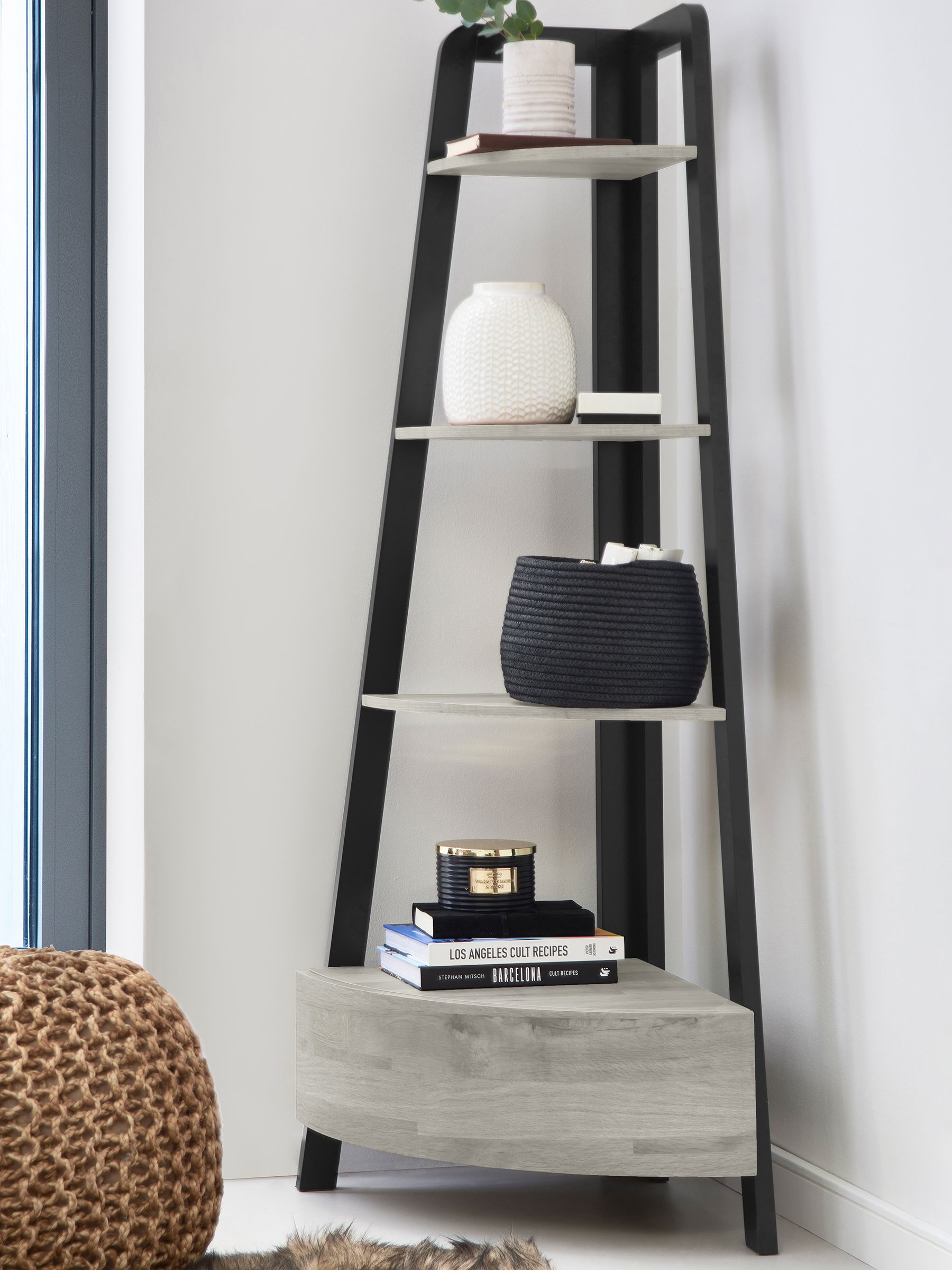 Buy Grey Bronx Oak Effect Corner Ladder Shelf from the Next UK online shop