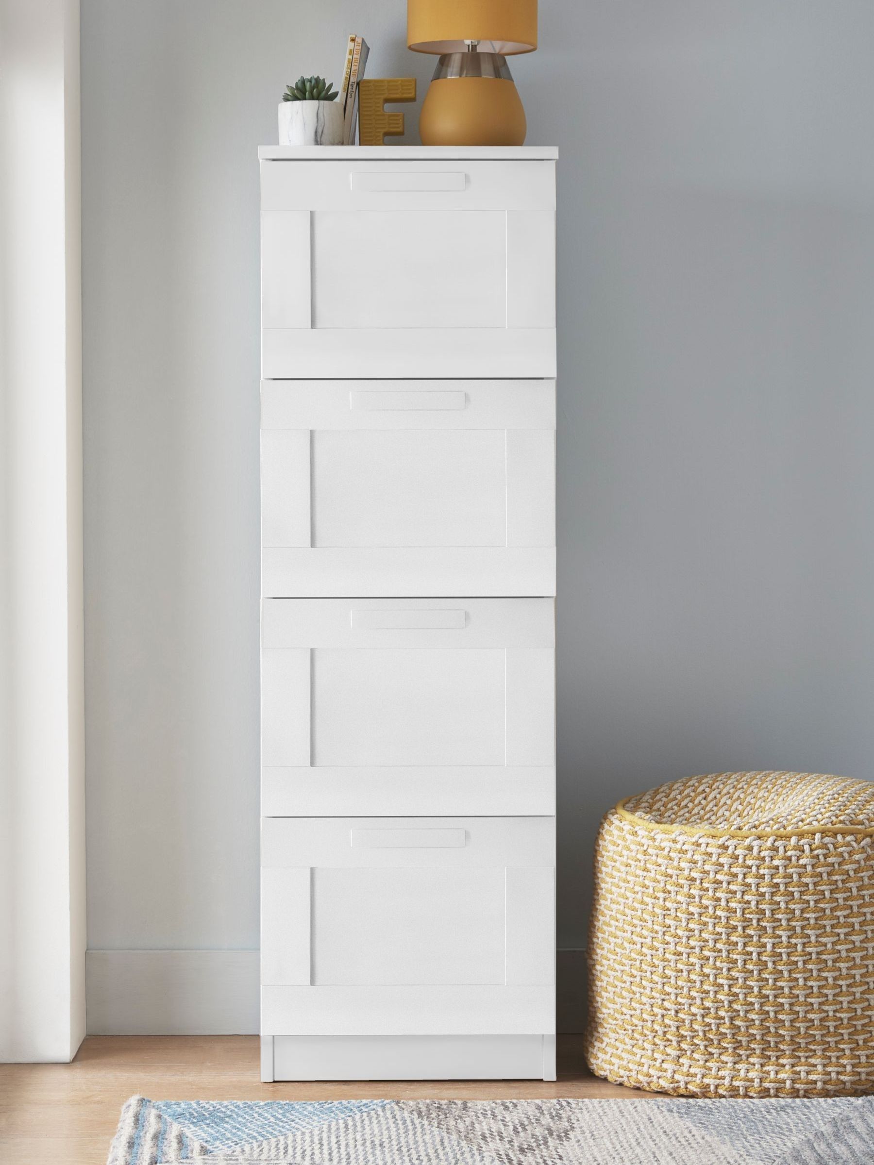 Buy White Flynn Paint Effect 4 Drawer Tall Chest of Drawers from the ...