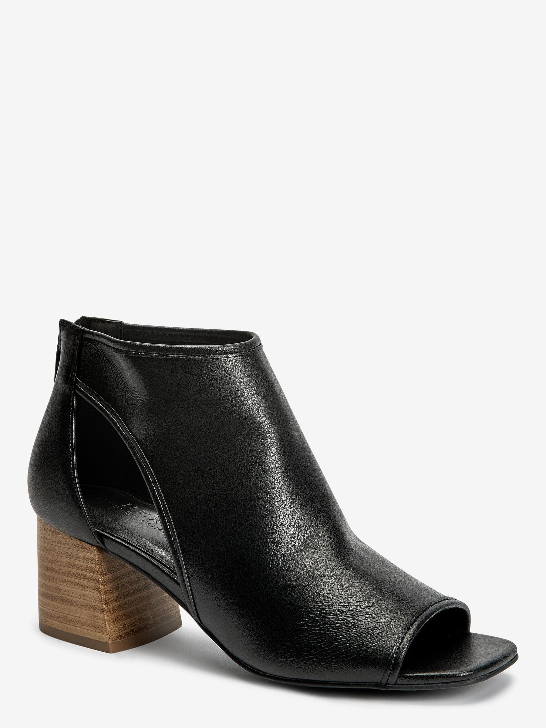 Buy Black Stacked Heel Next Forever Comfort® Low Cut-Out Shoe Boots ...