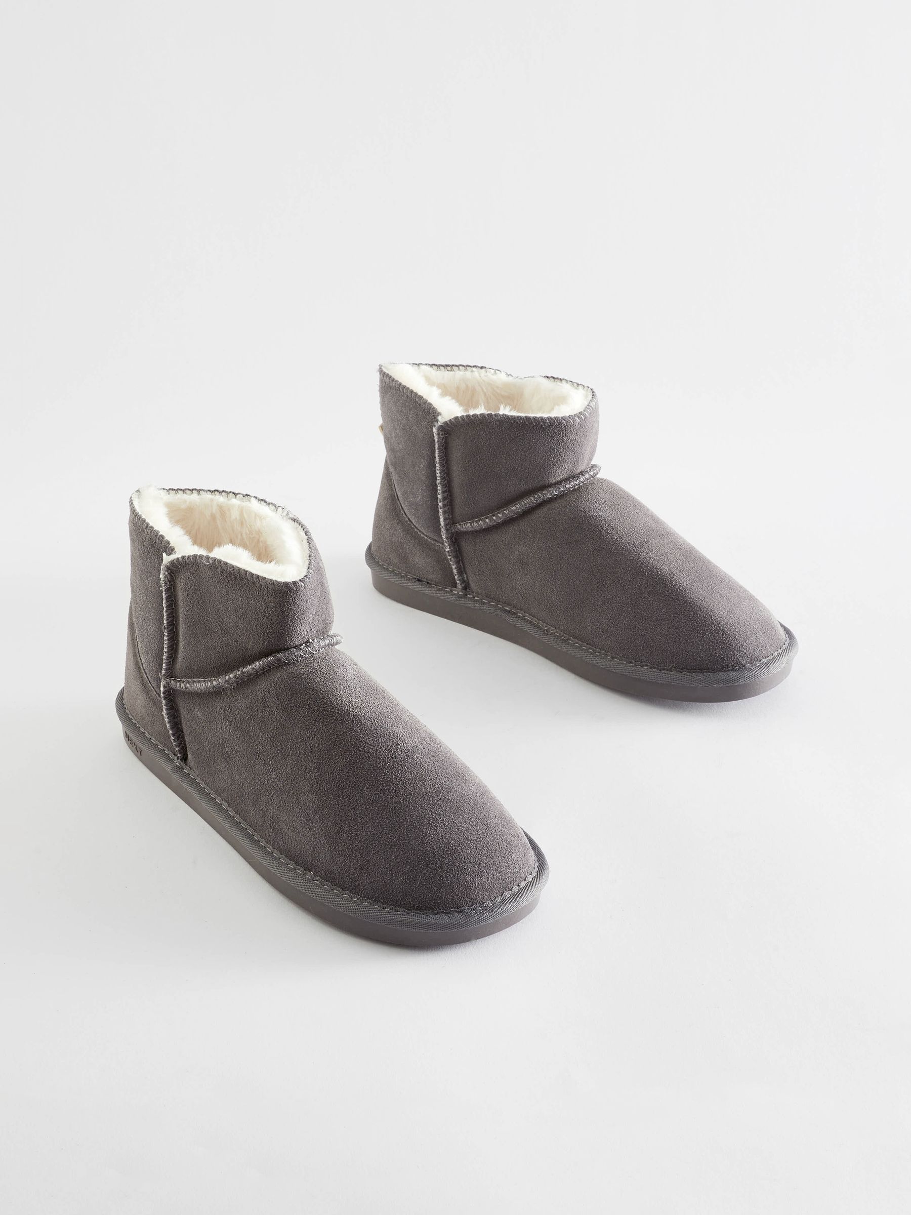 Buy Grey Faux Fur Lined Suede Slipper Boots from the Next UK online shop