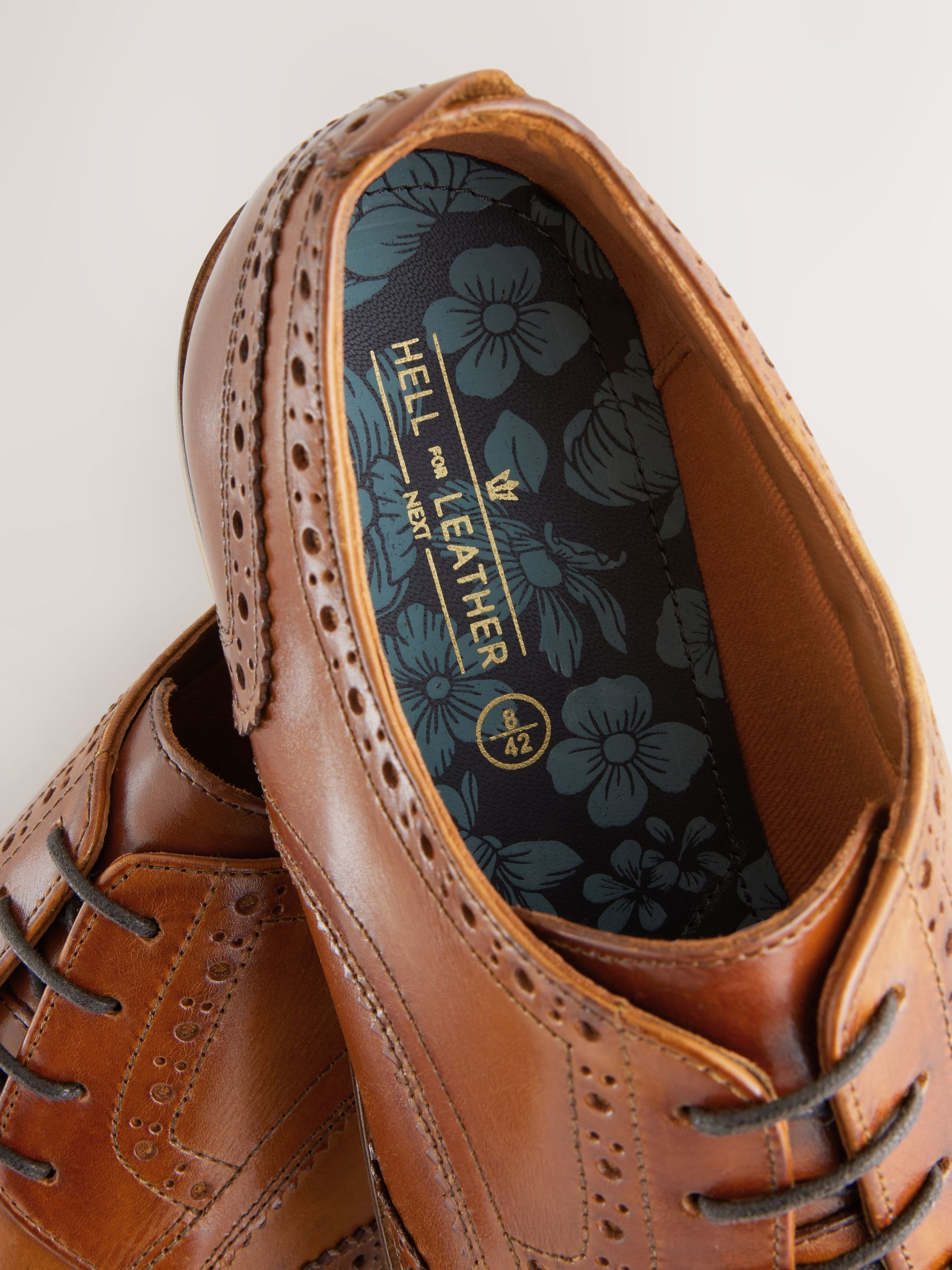 Buy Tan Brown Standard Fit Leather Contrast Sole Brogue Shoes from Next ...