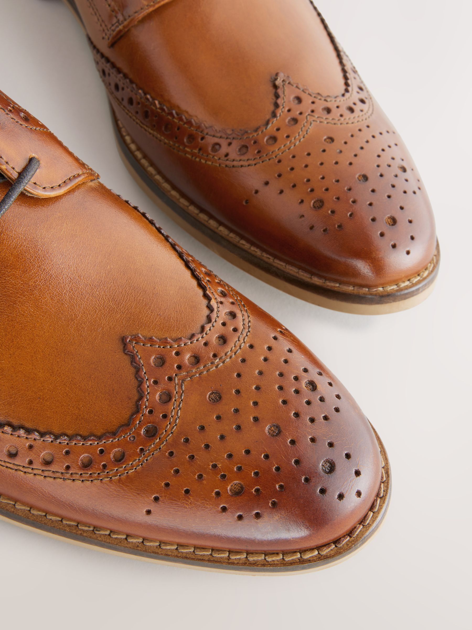 Buy Tan Brown Standard Fit Leather Contrast Sole Brogue Shoes from Next ...