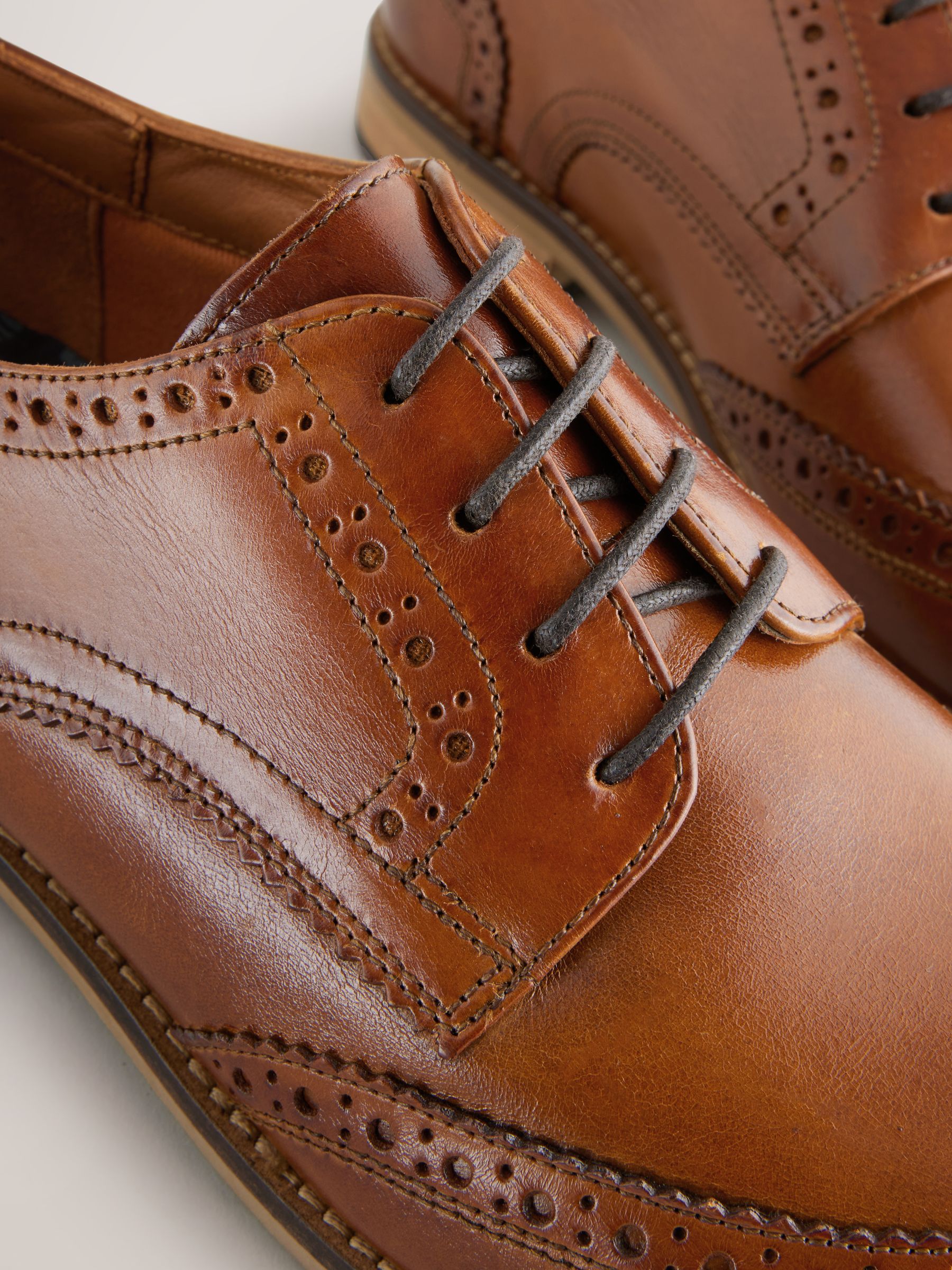 Buy Tan Brown Standard Fit Leather Contrast Sole Brogue Shoes from Next ...