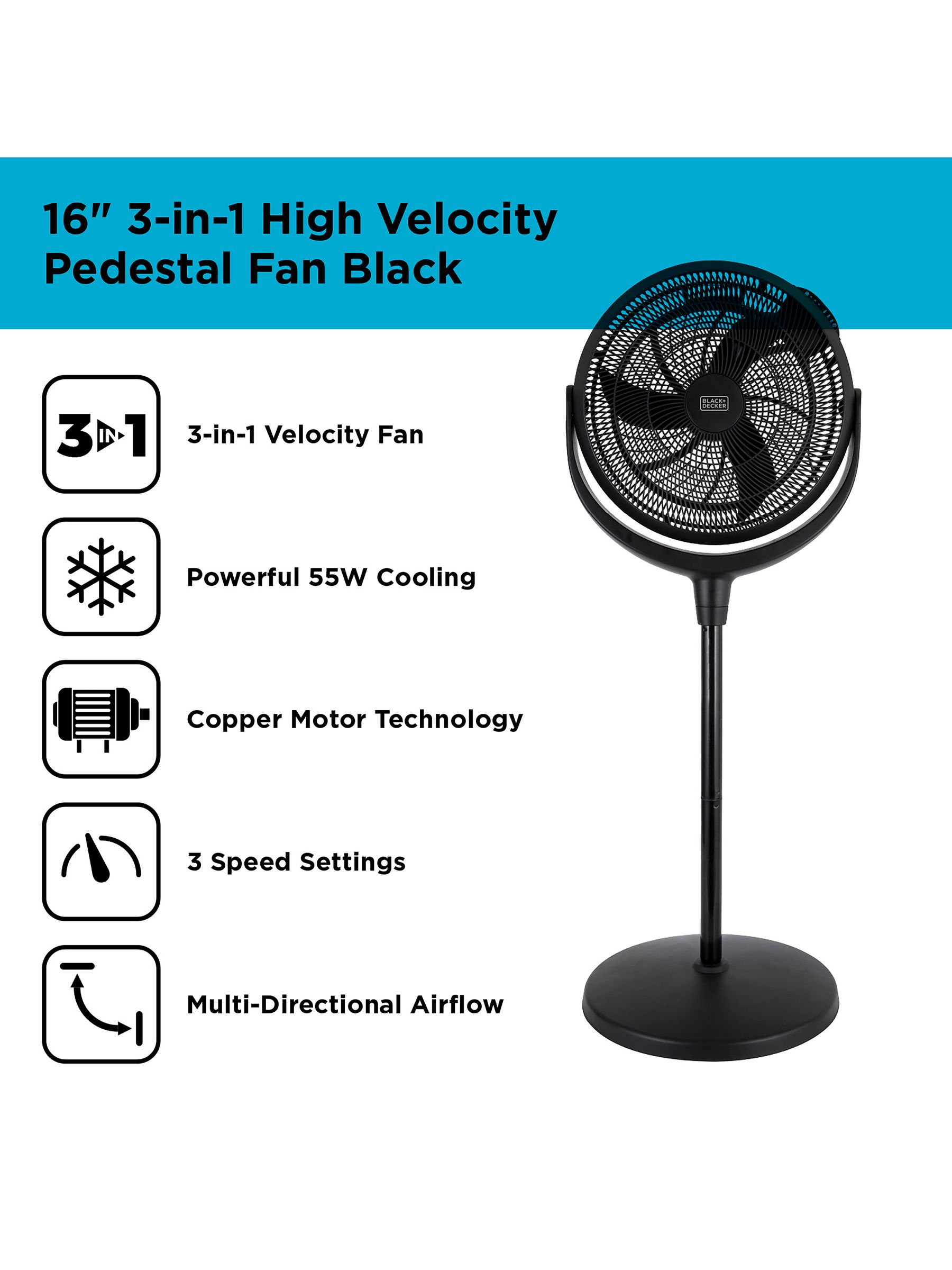 Buy Black & Decker White 16 Inch High Velocity Power Stand Fan from the ...