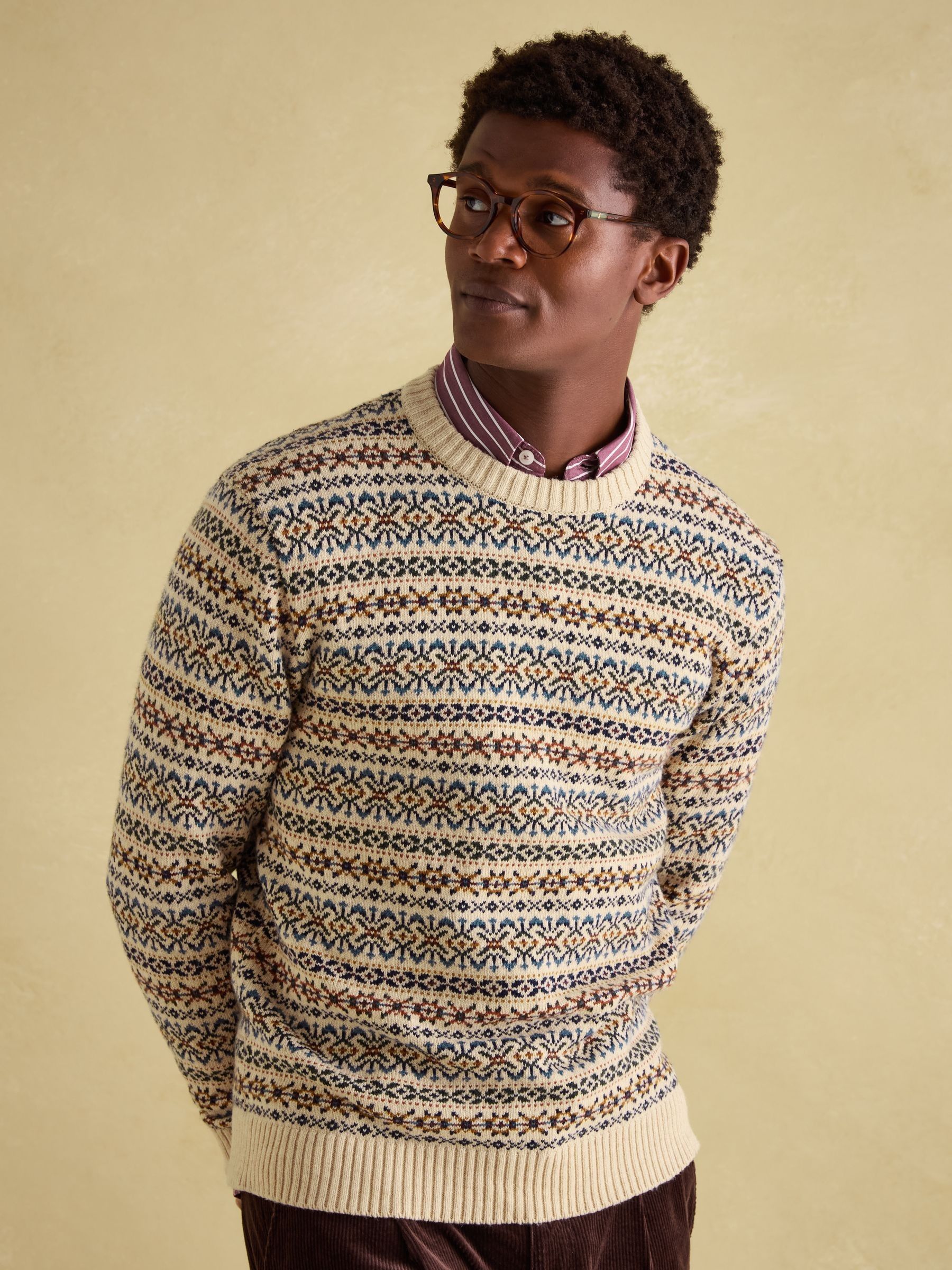Buy Joules Fair Isle Cream Crew Neck Fairisle Pattern Jumper Contains ...