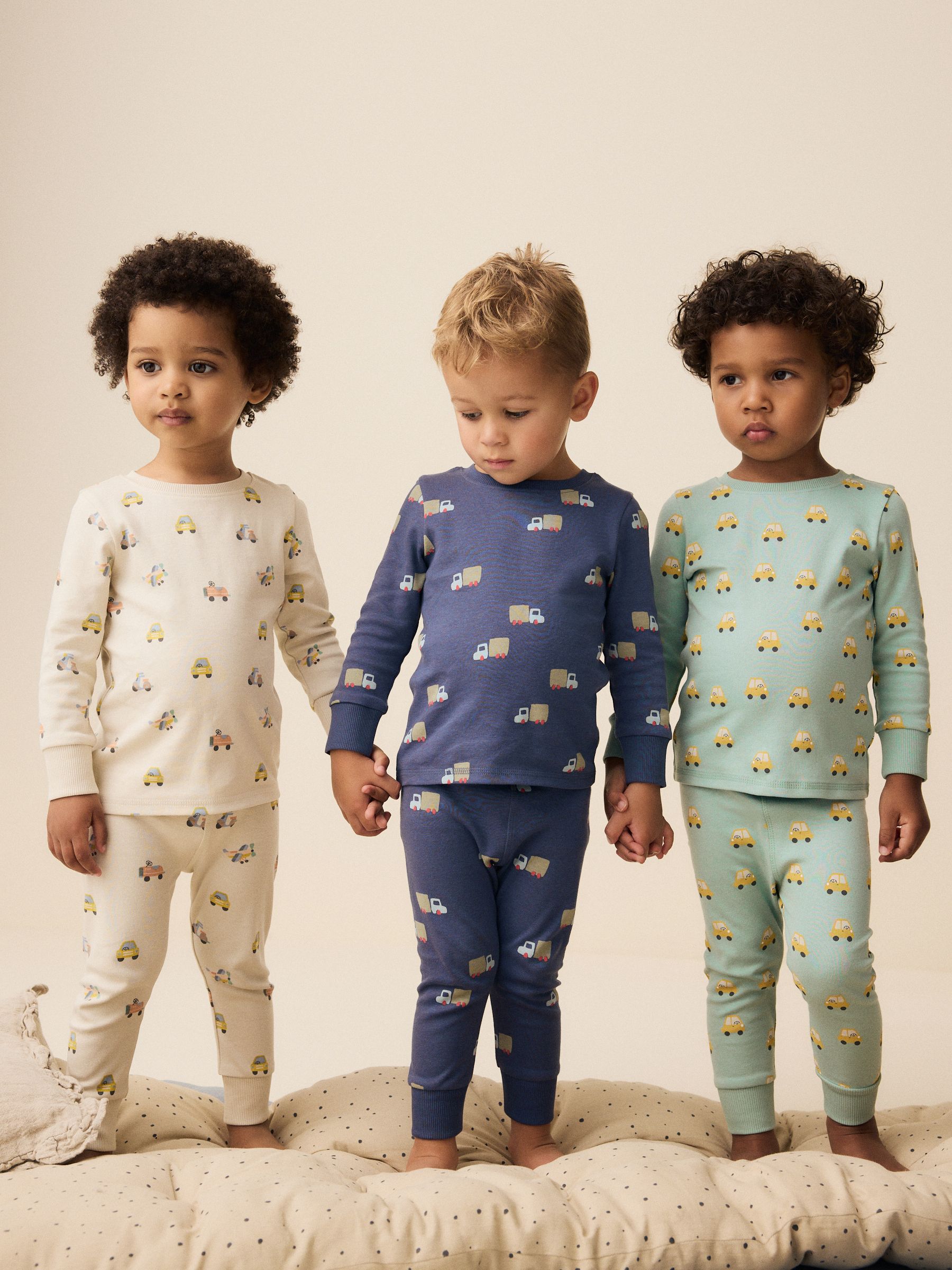 Buy Green/Blue Transport Mini Snuggle Pyjamas 3 Pack (9mths-10yrs) from ...