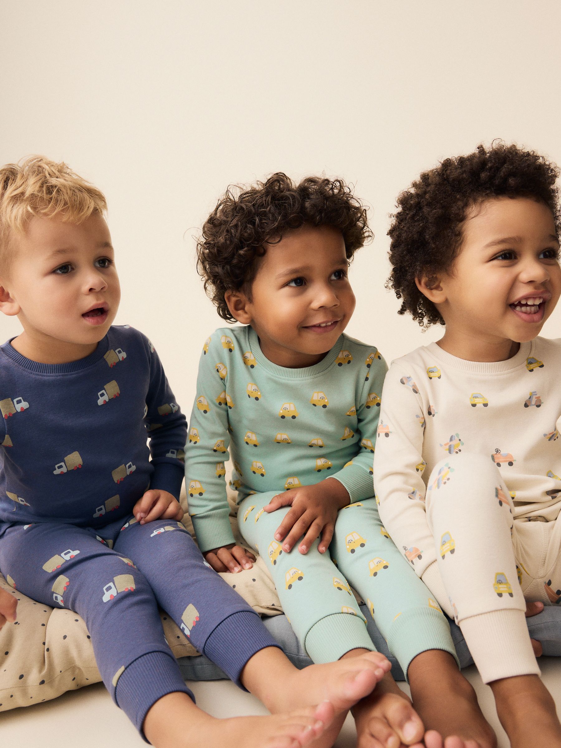 Buy Green/Blue Transport Mini Snuggle Pyjamas 3 Pack (9mths-10yrs) from ...