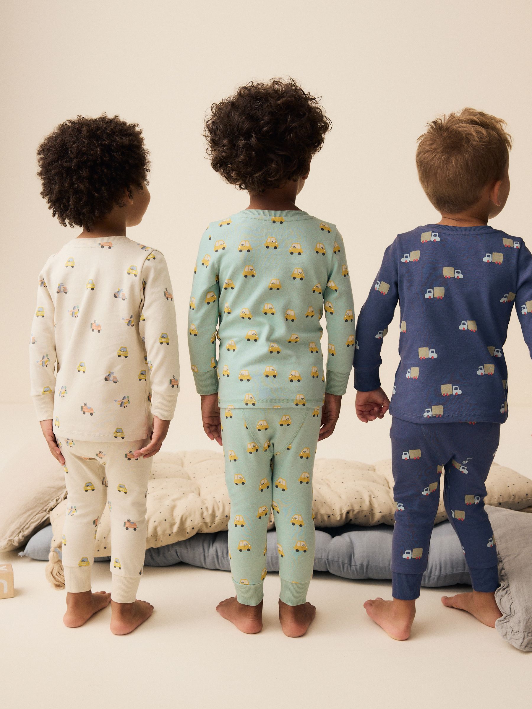 Buy Green/Blue Transport Mini Snuggle Pyjamas 3 Pack (9mths-10yrs) from ...