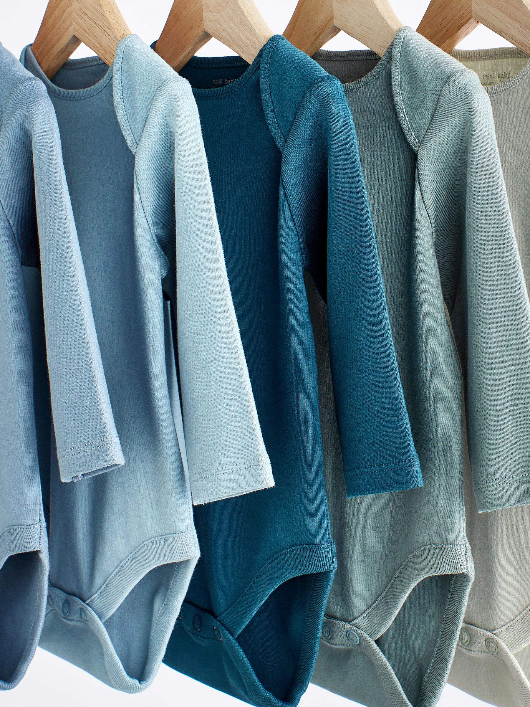 Buy Modern Blue 5 Pack Baby Long Sleeve Bodysuits from the Next UK ...
