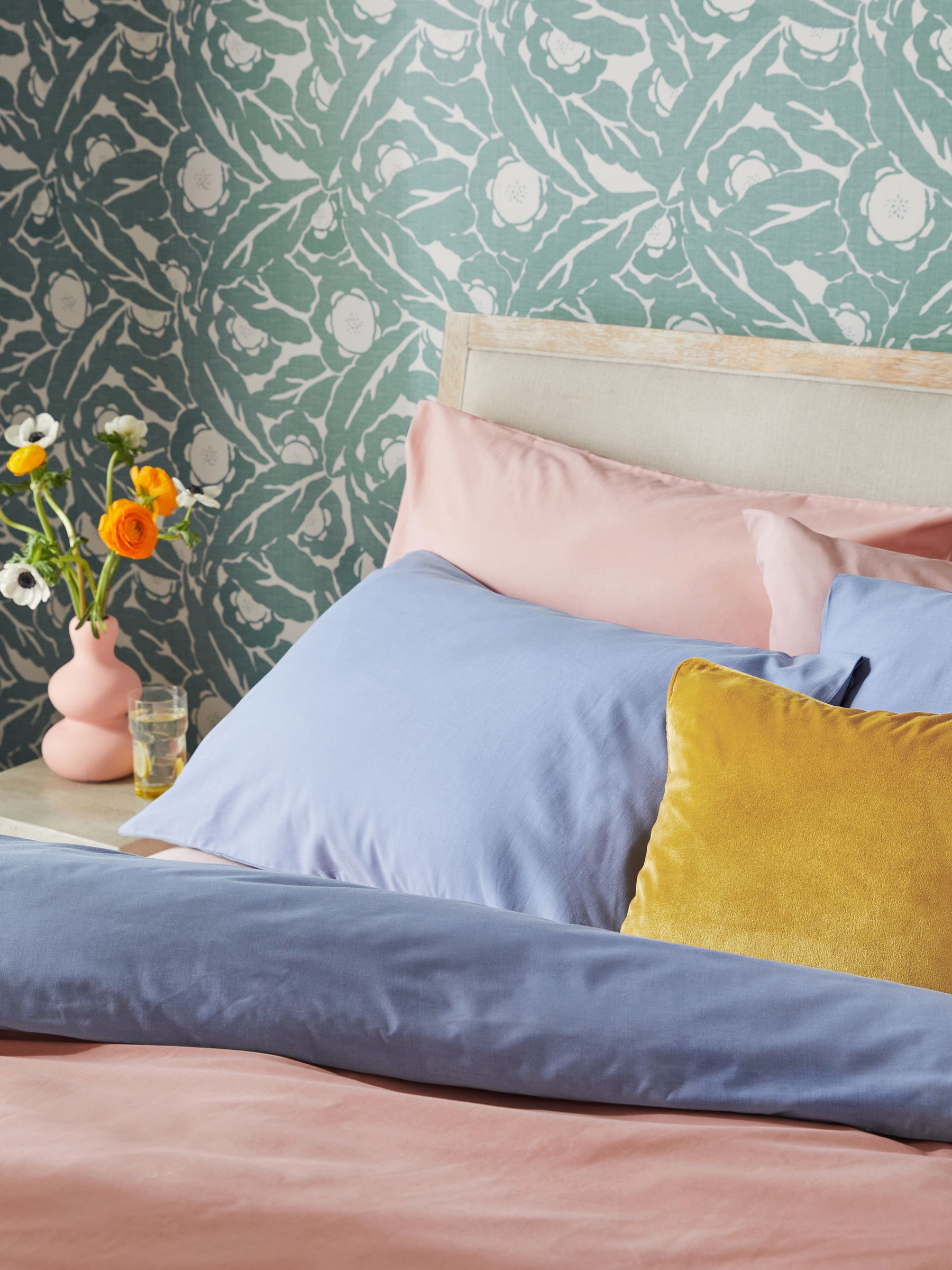 Buy Pink Easy Care Polycotton Plain Duvet Cover and Pillowcase Set from ...