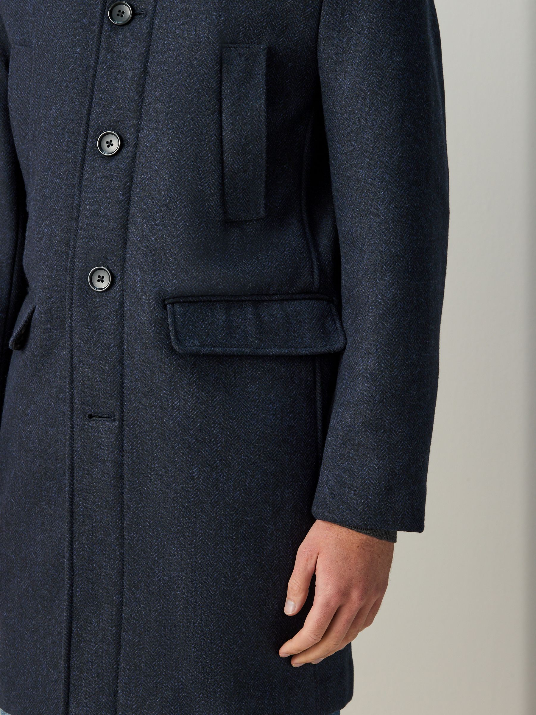 Buy Navy Blue Wool Blend Mock Gilet Herringbone Padded Coat from Next USA